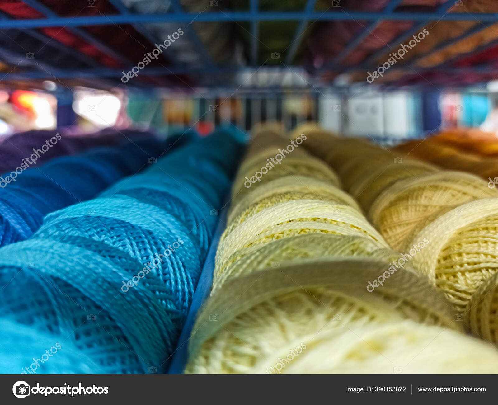 Set Colored Threads Sewing Coils Pile Big Colorful Spools Thread ...