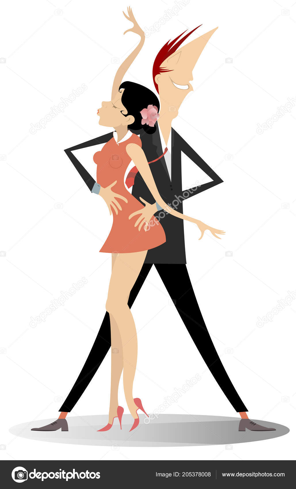 Teen Couple Dancing Cartoon