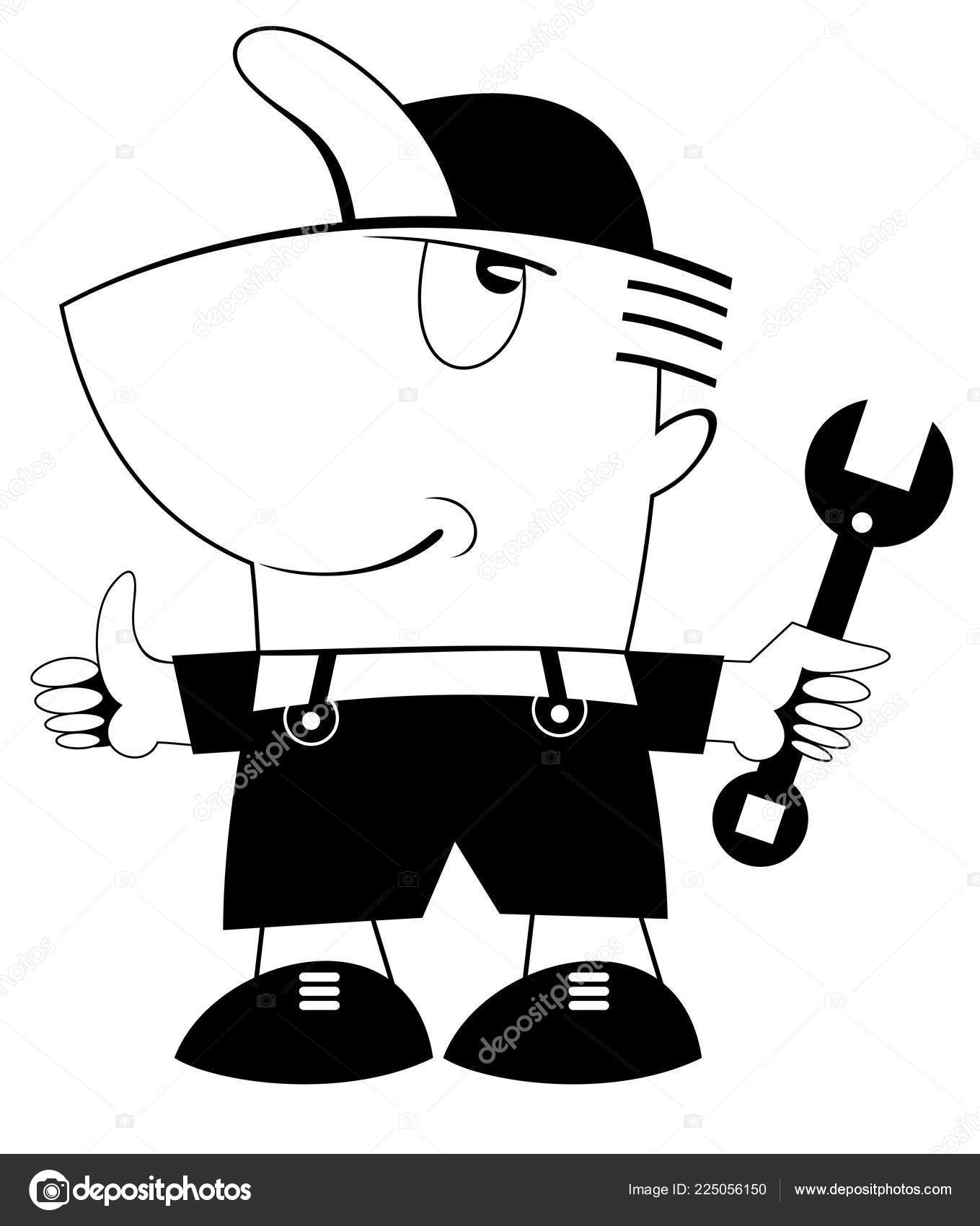 Funny Worker Isolated Illustration Cartoon Smiling Worker Finger ...