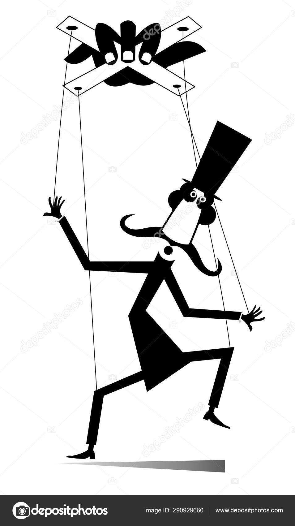 Puppet Men Concept Illustration Long Mustache Man Top Hat Controlled ...