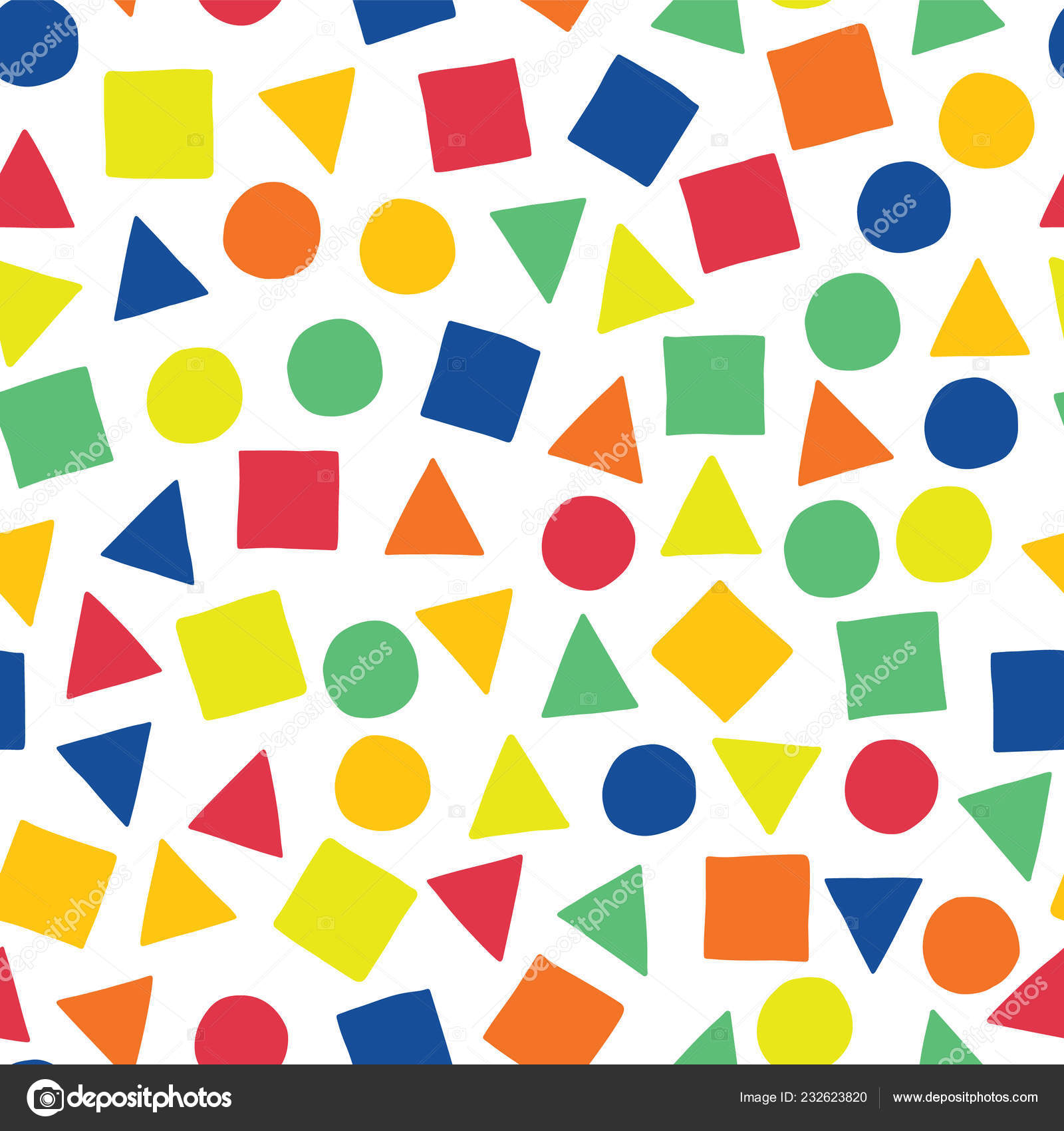 Geometric Hand Drawn Shapes Vector Seamless Pattern Scattered Squares ...