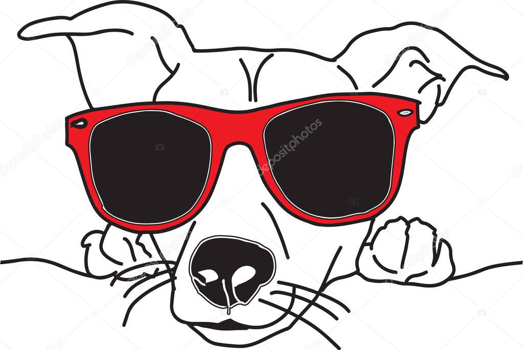 Ilustraci n vectorial cara de perro con gafas de sol en blanco y negro 2024