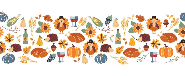 Thanksgiving dinner border Vector Art Stock Images | Depositphotos