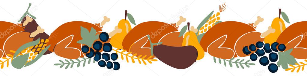 Thanksgiving dinner border Vector Art Stock Images | Depositphotos