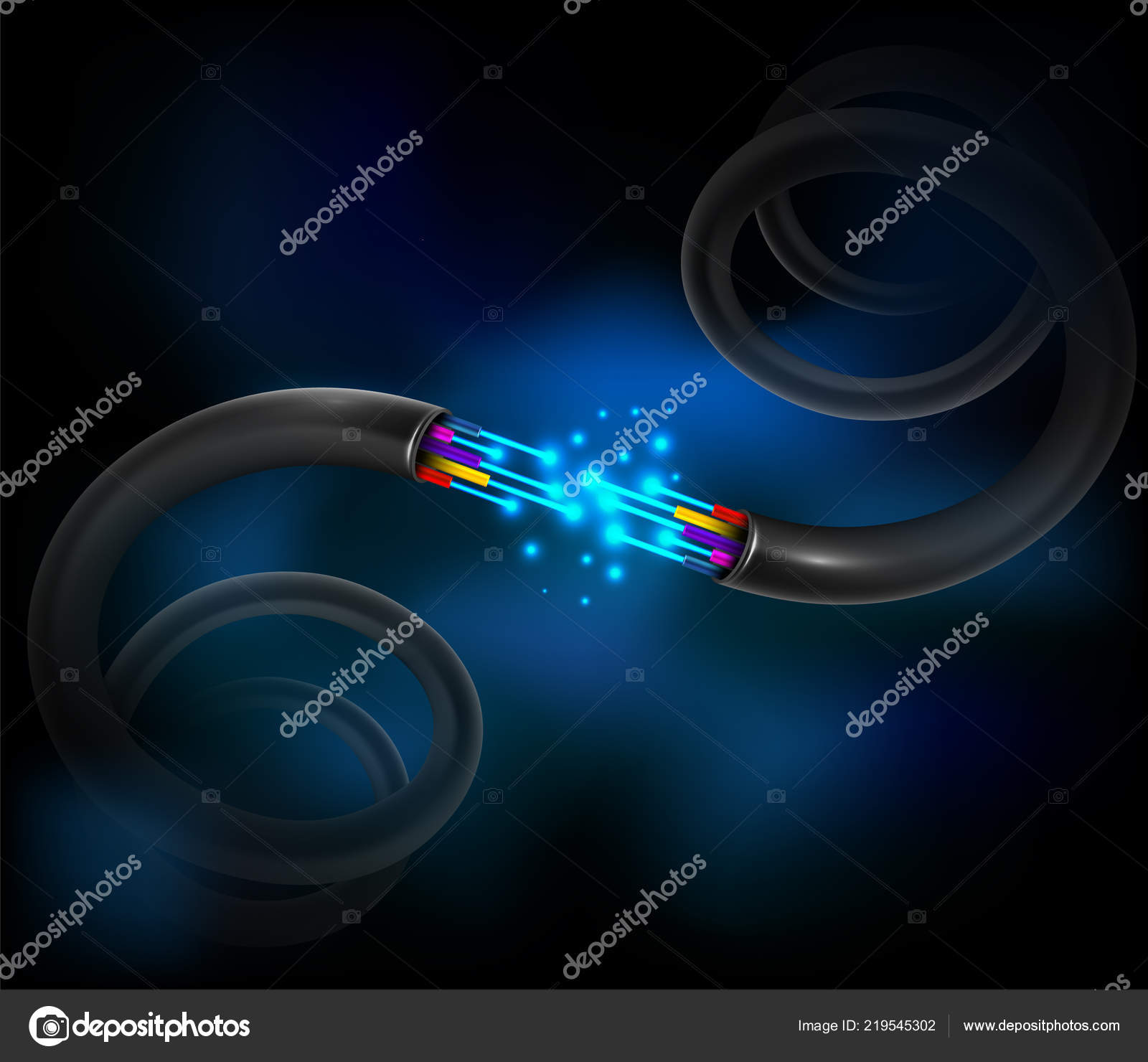 Fiber Optic Cable Connecting Concept Technology Communication Vector ...