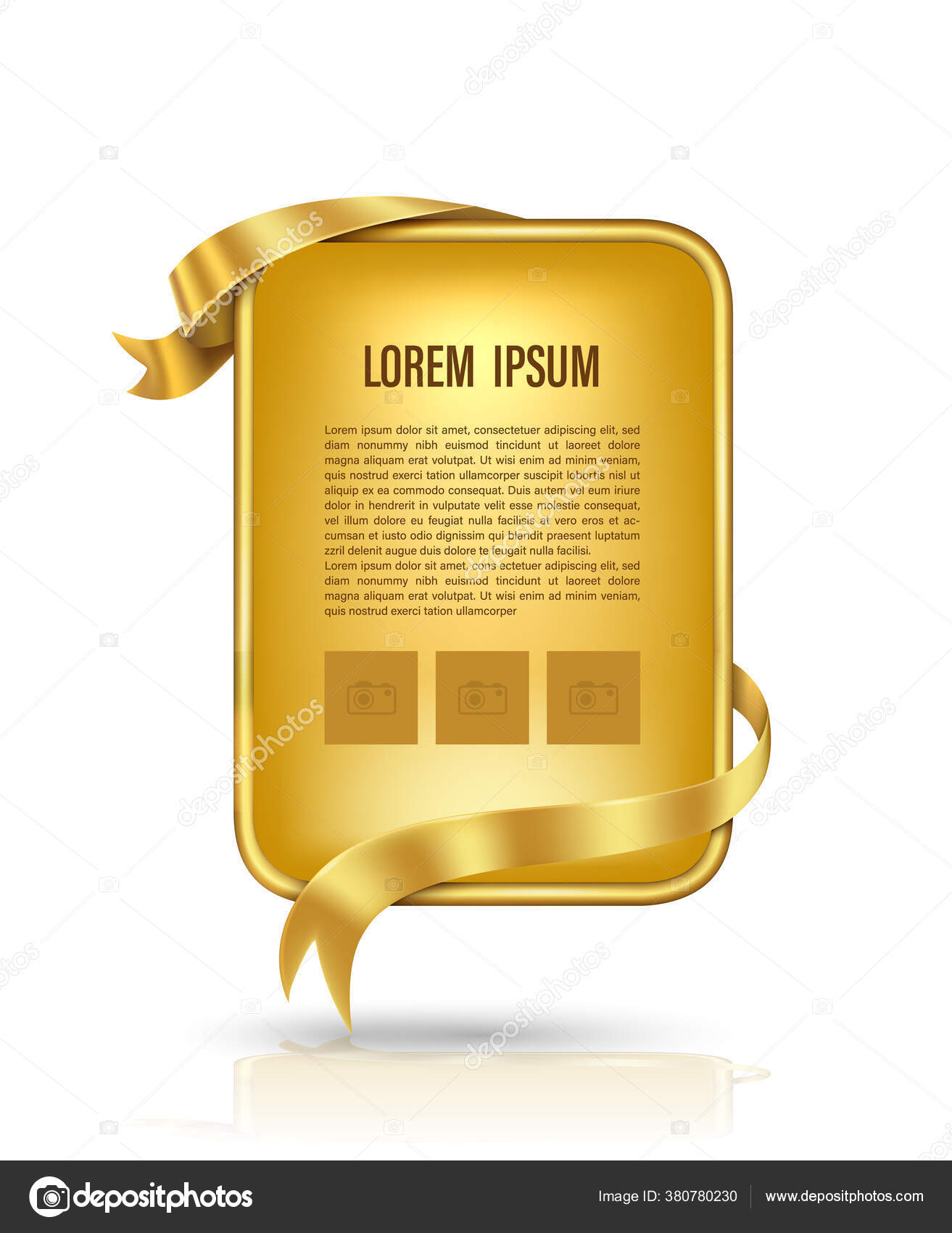Gold Rectangle Billboard Gold Ribbon Vector Illustration Promotion ...
