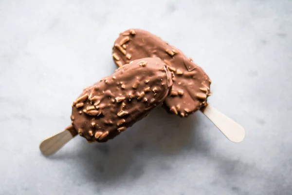 chocolate almond ice cream - pastry and sweet food styled concept ...