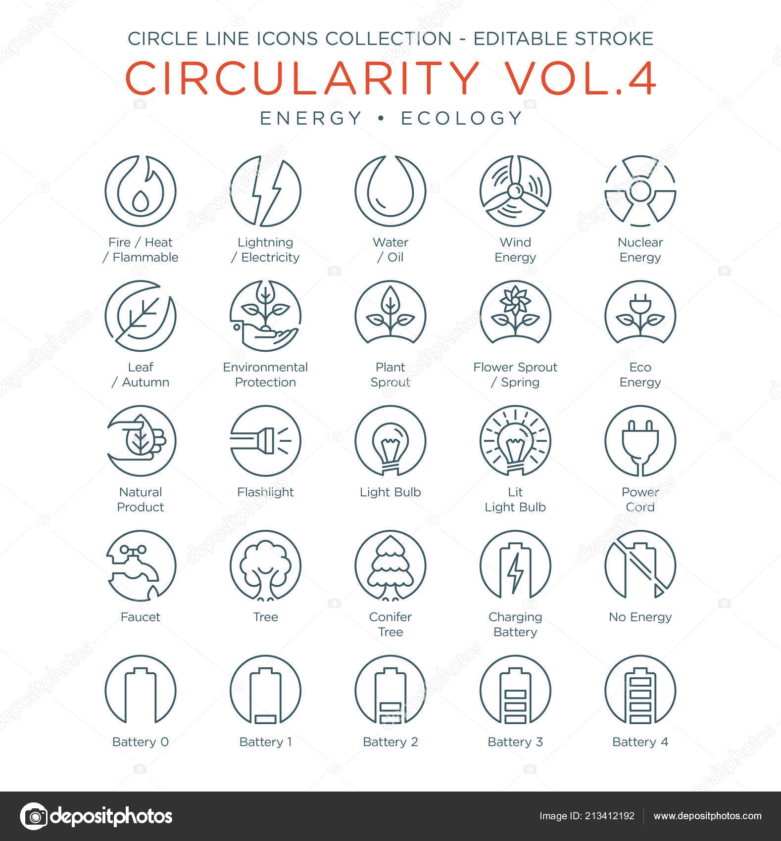 Circle Icons Collection Energy Ecology Stock Vector Image by ©77zack ...