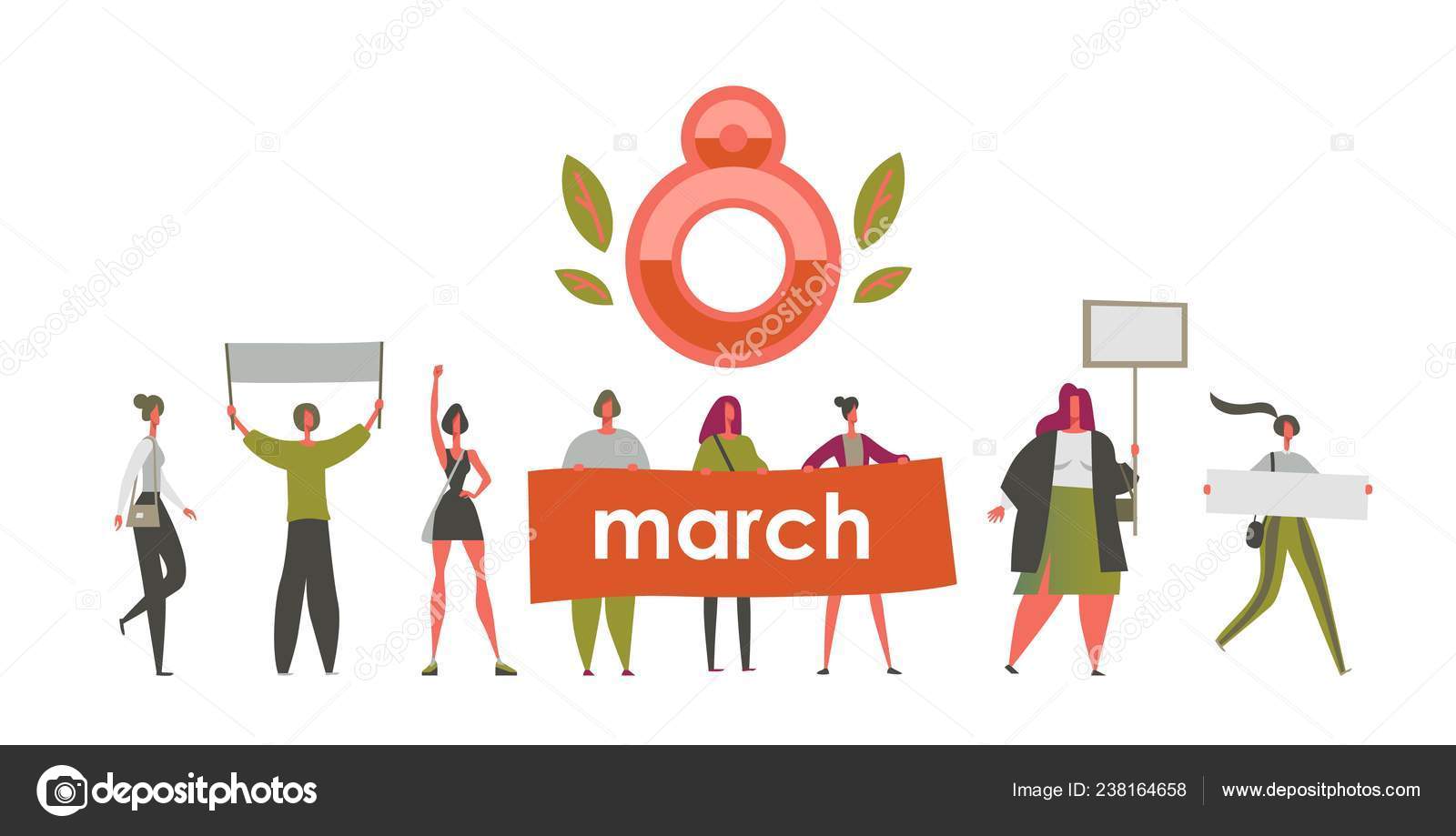 International Women's Day March Feminism Fight Women's Rights Festive ...