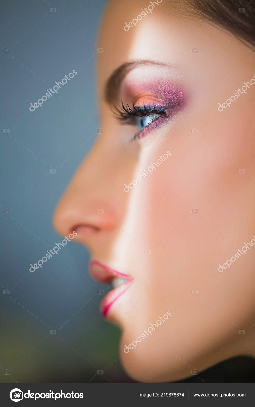Side View Face Young Woman Makeup Stock Photo by ©MiraMstock 219878674