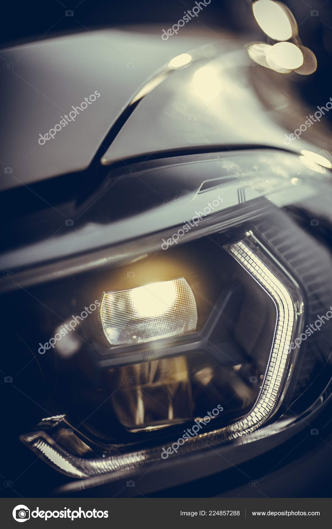 Close Shot Some Led Automobile Headlights — Stock Photo © bizoon #224857288