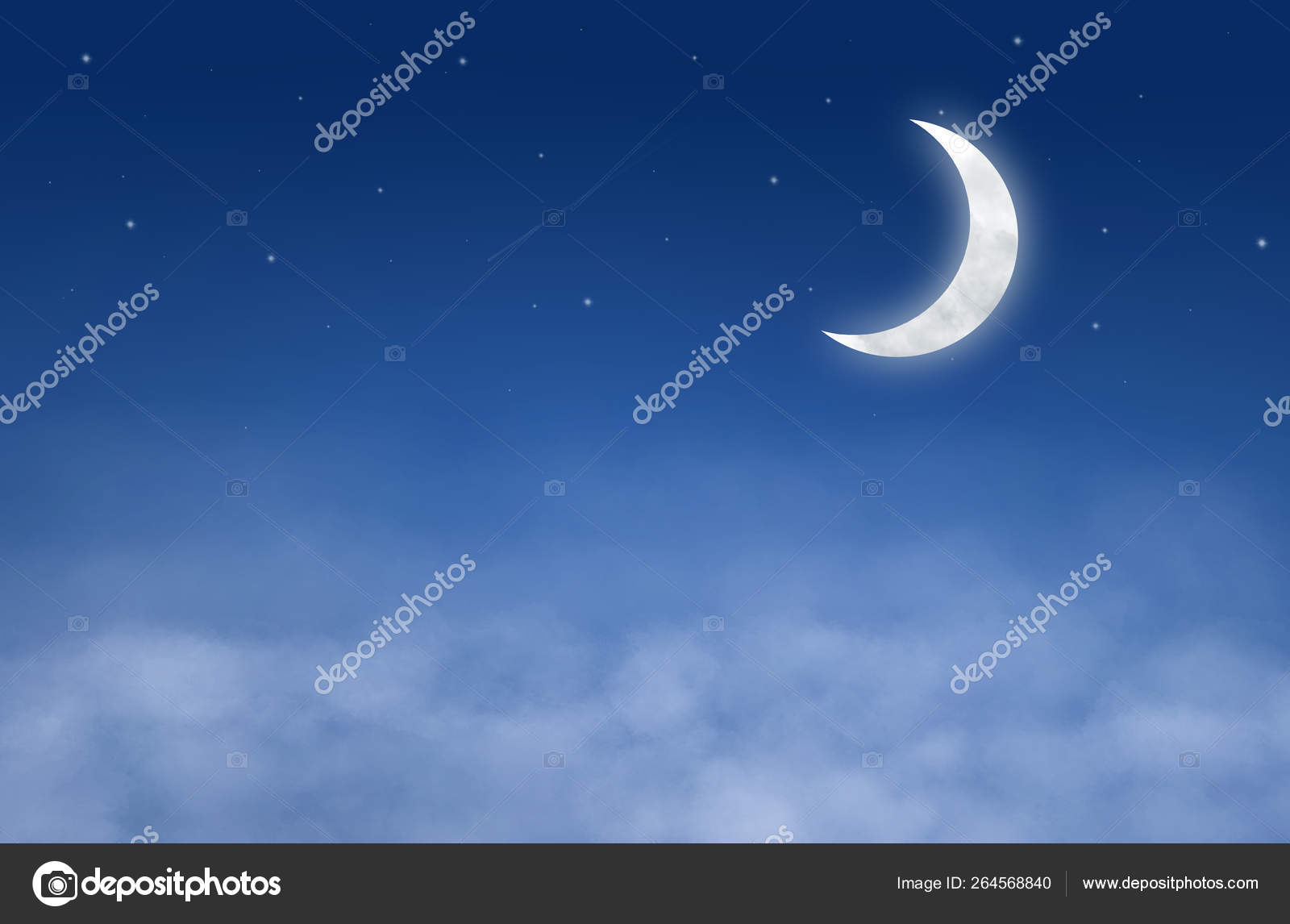 Fundos céu noturno com estrelas, lua e nuvens . — Foto © sonerbakir ...