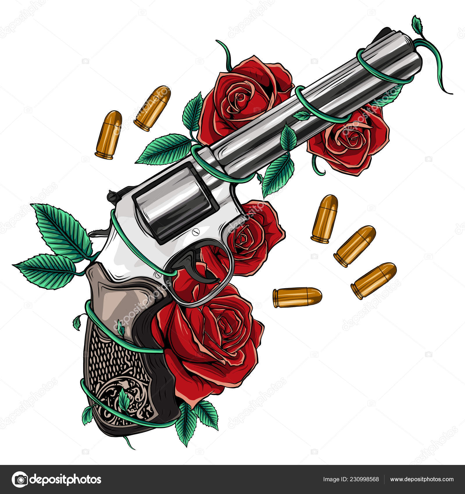 Crossed Revolvers Tattoo