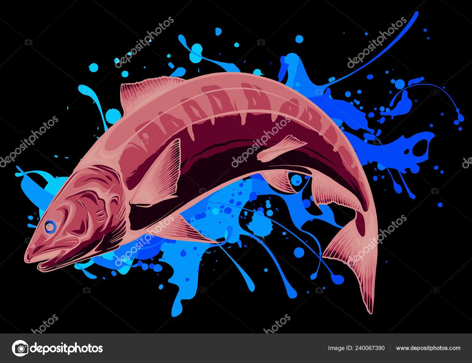 Vector Salmon Fish Color Stain Stock Vector Image by ©deanzangir@gmail ...
