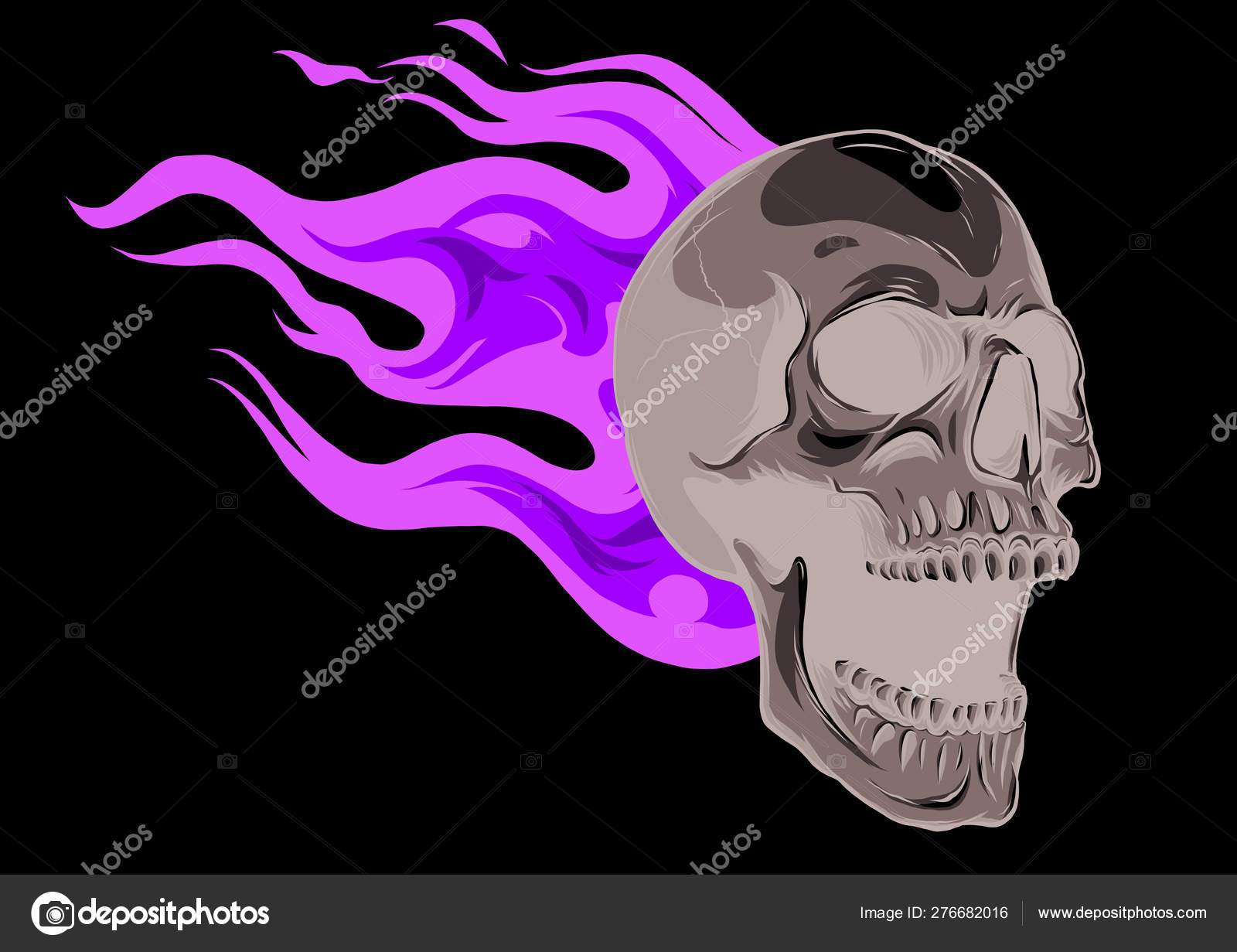 Skulls On Fire Purple