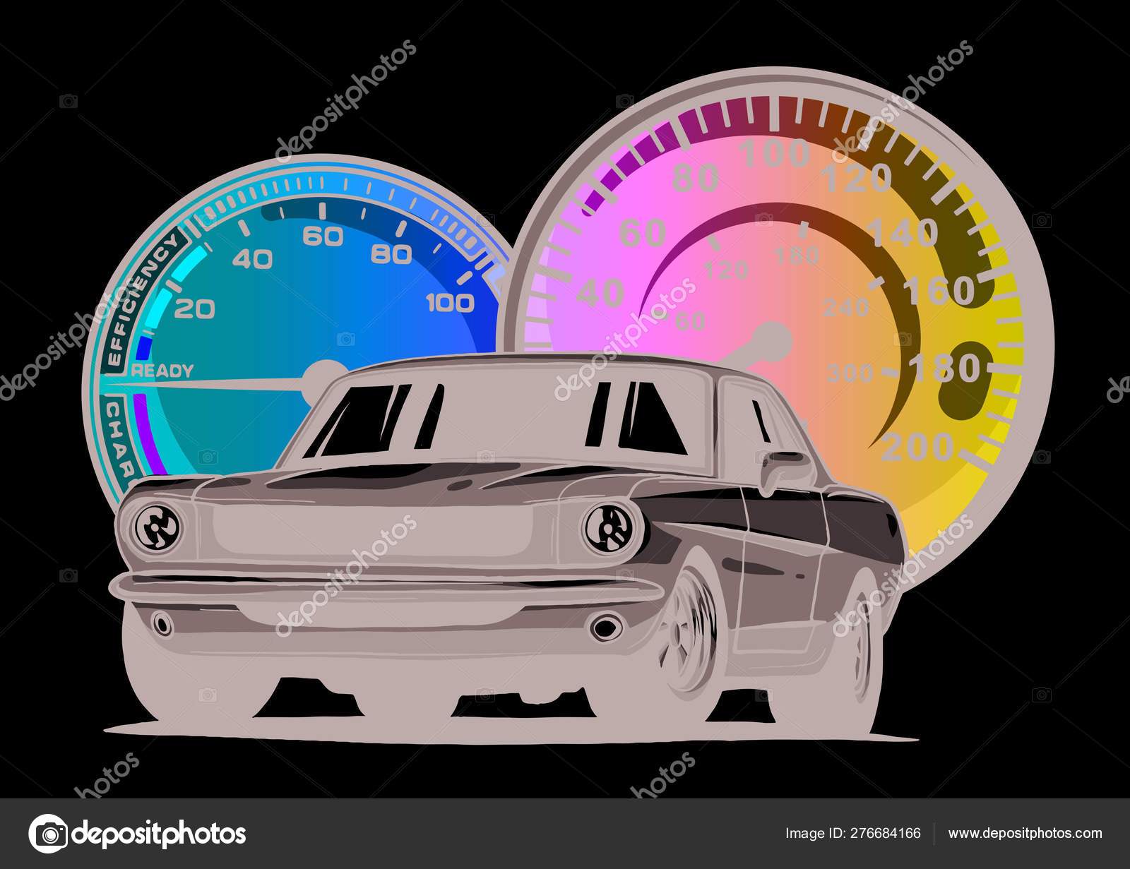 Old school car. Muscle car. vector illustration Stock Vector Image by ...