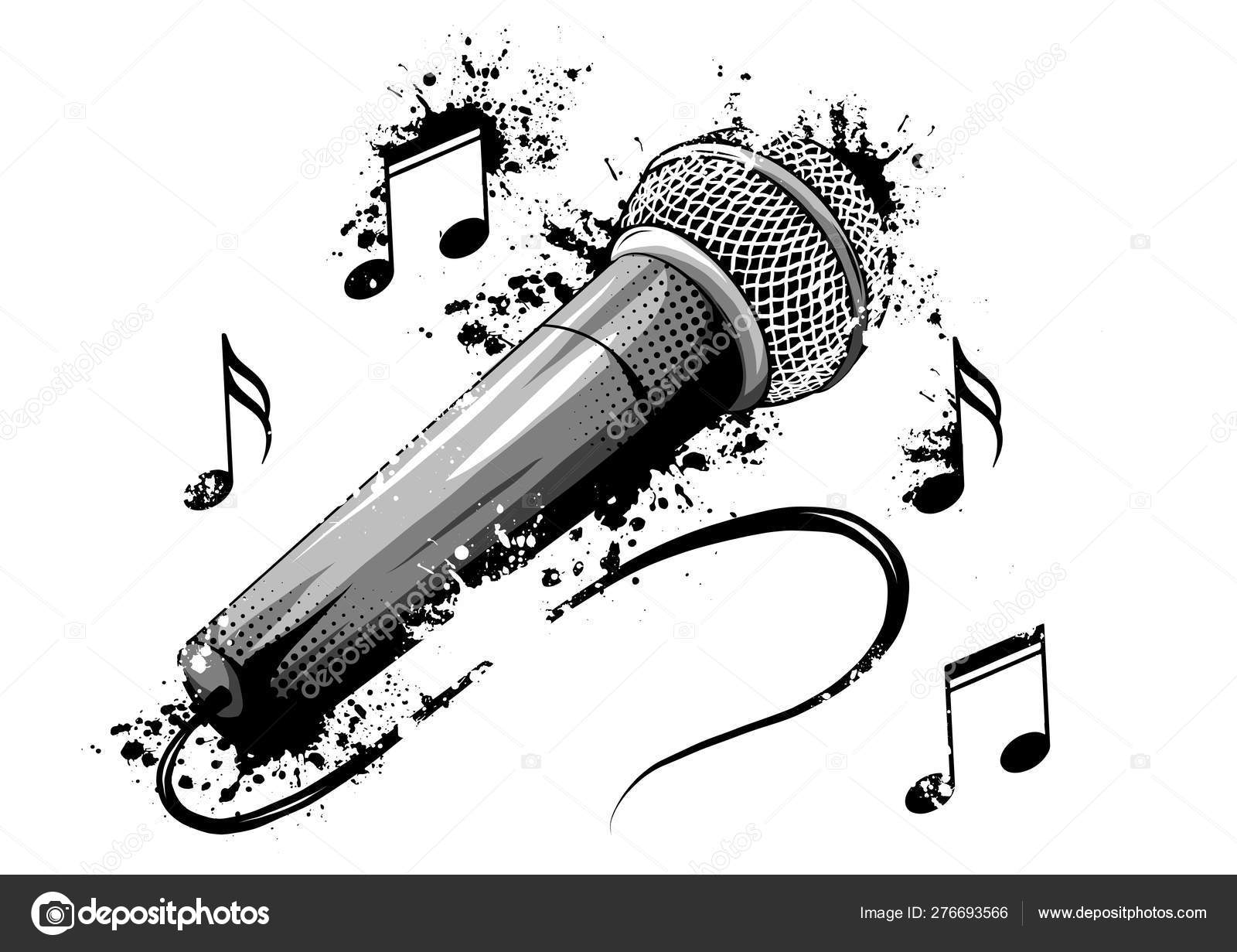 Vector illustration of isolated retro, vintage microphone. music Stock ...