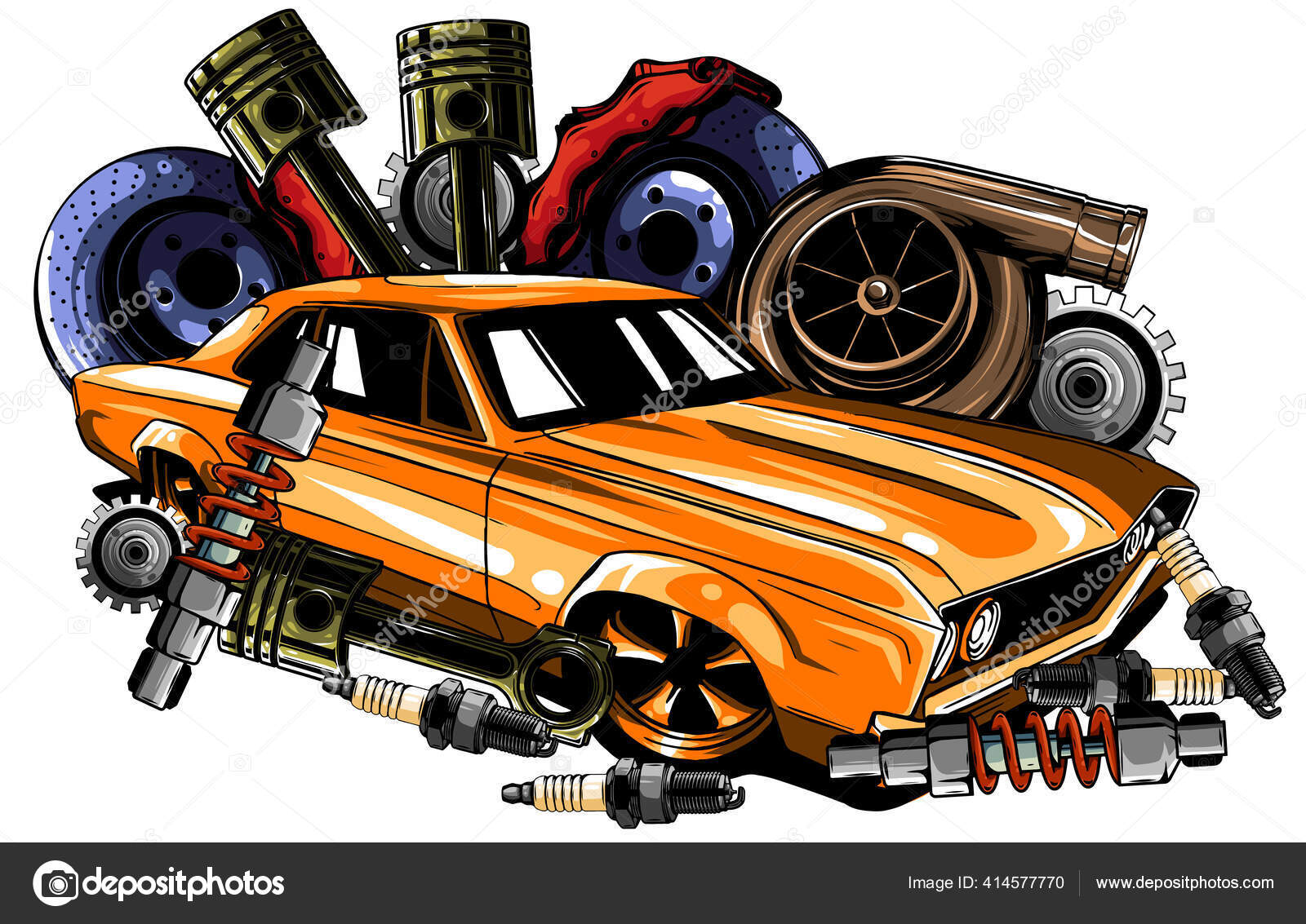 Car system. spare parts. realistic car. vector illustration Stock ...