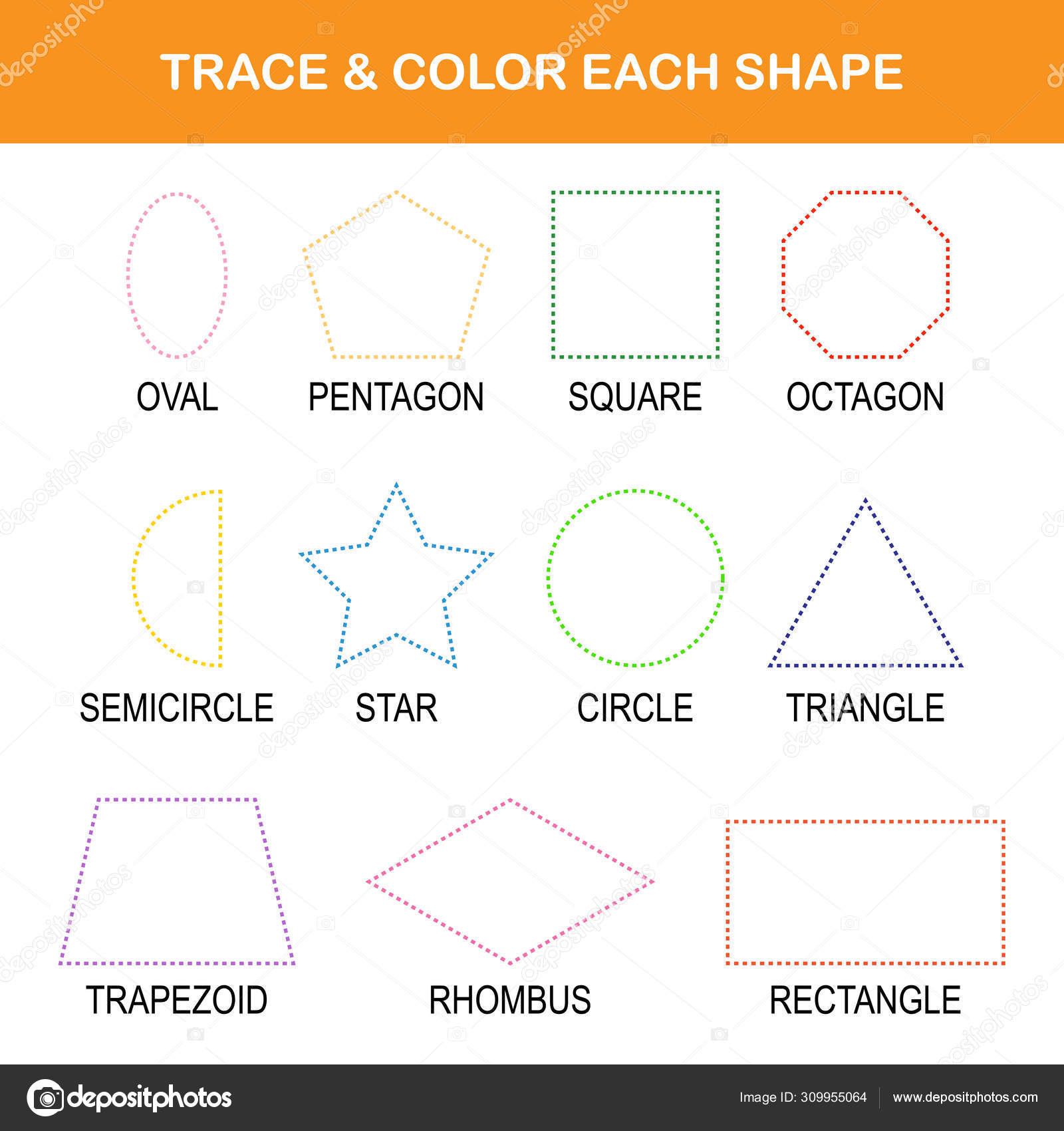 Trace & color worksheet Stock Vector Image by ©yekaterinalim #309955064