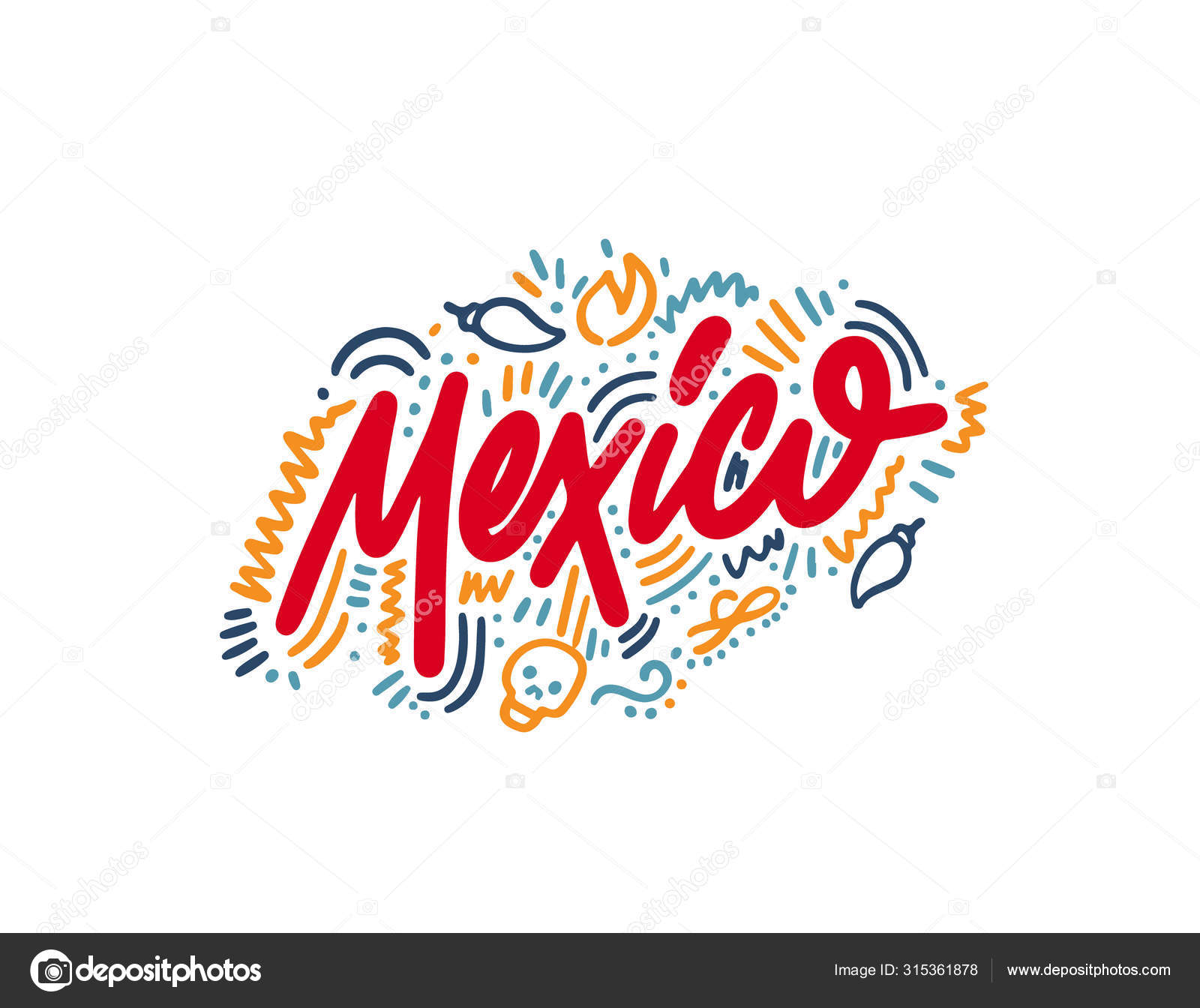 México Lettering Ilustración Vectorial Simple Vector de stock ...