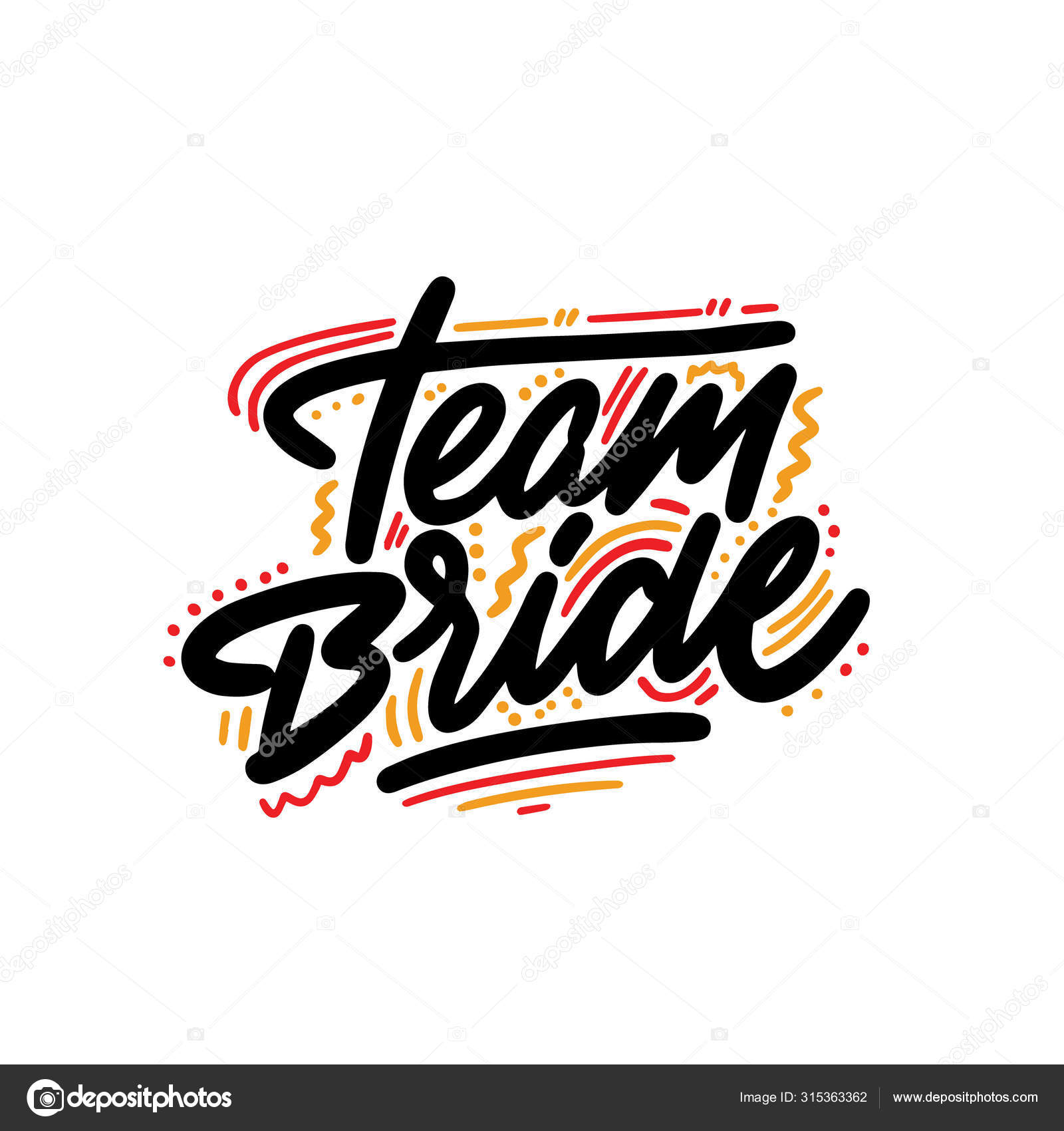 Team Bride Lettering Simply Vector Illustration Modern Calligraphy ...