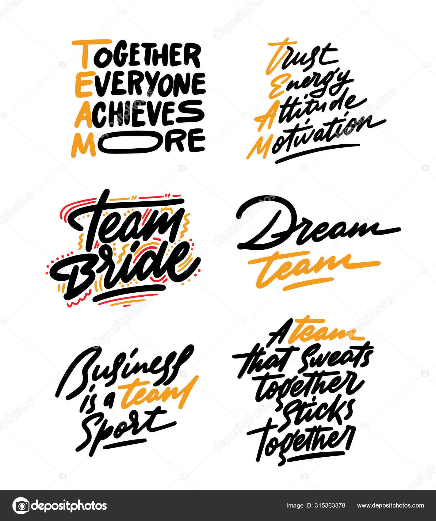 Set Inspirational Quotes Simply Vector Illustration Modern Calligraphy ...