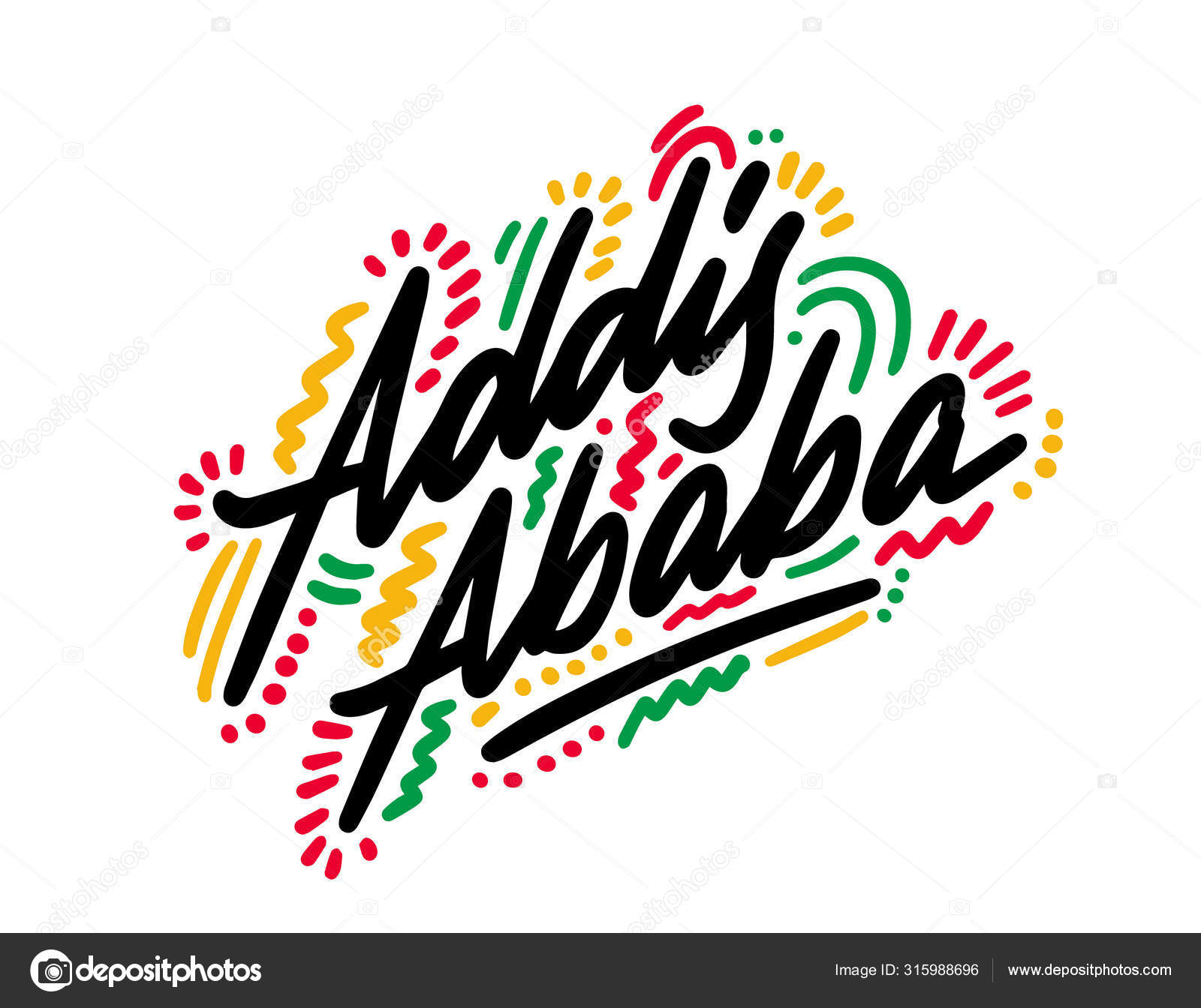 Addis Ababa Text Design Vector Calligraphy Typography Poster Usable ...