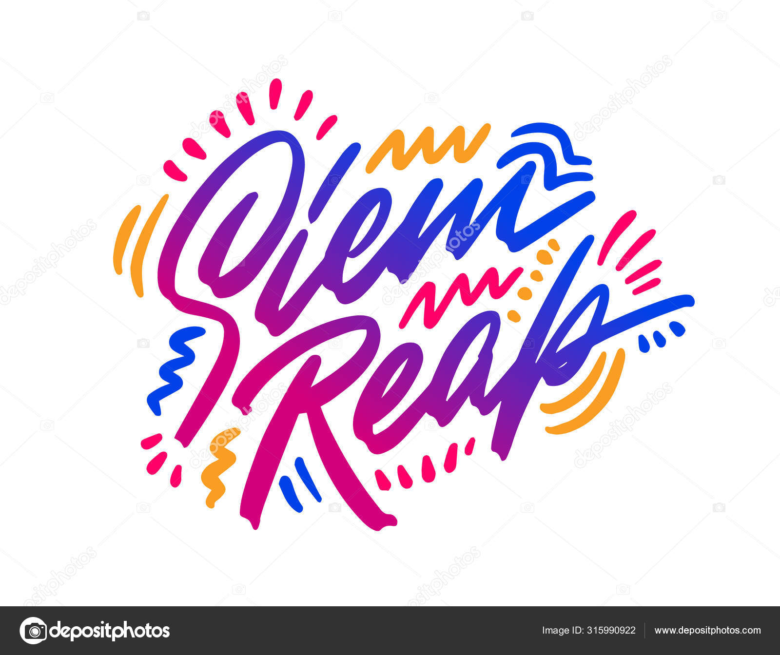 Siem Reap Hand Lettering Calligraphy Hand Drawn Brush Calligraphy City ...