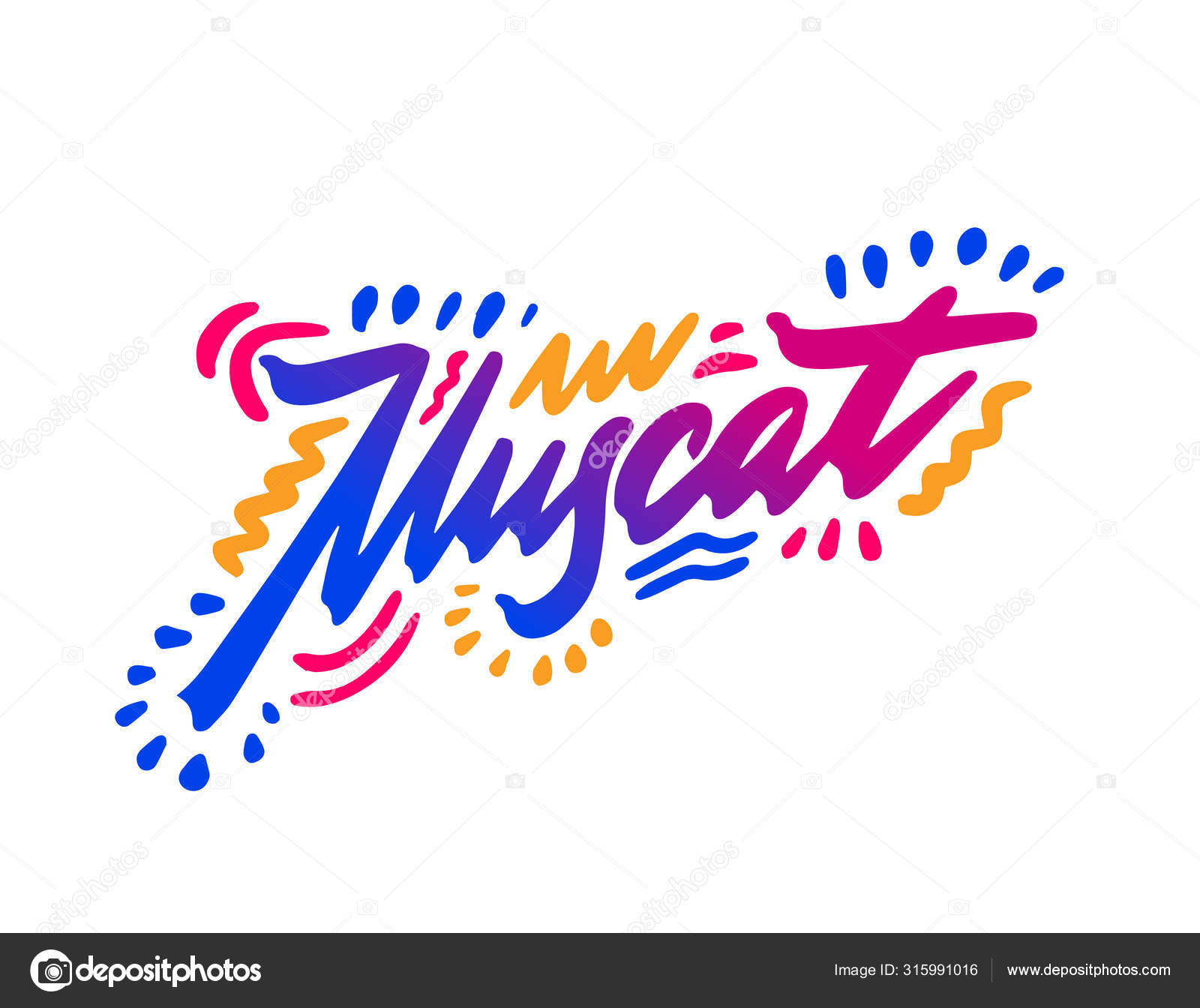 Muscat Handwritten City Name Modern Calligraphy Hand Lettering Printing ...