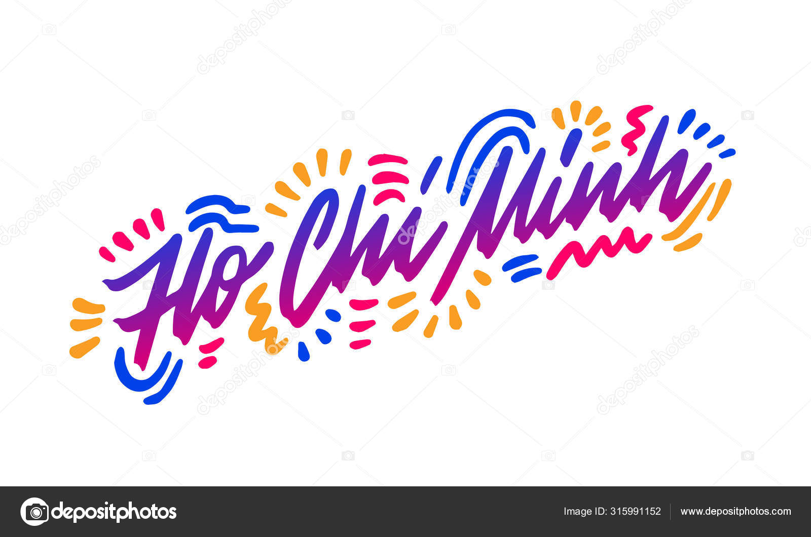 Chi Minh Handwritten City Name Modern Calligraphy Hand Lettering ...