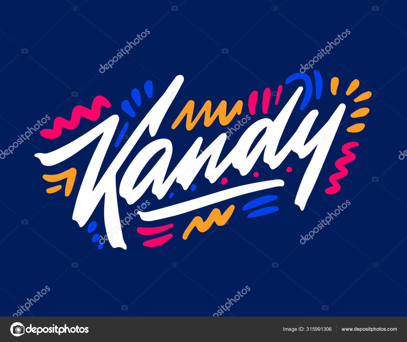 Kandy Typography Lettering Design Hand Drawn Calligraphy Poster Vector ...