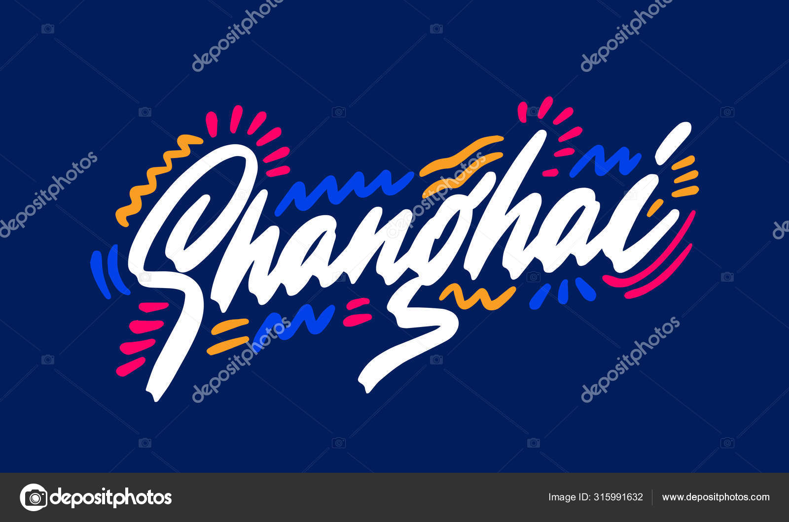 Shanghai Handwritten City Name Modern Calligraphy Hand Lettering ...