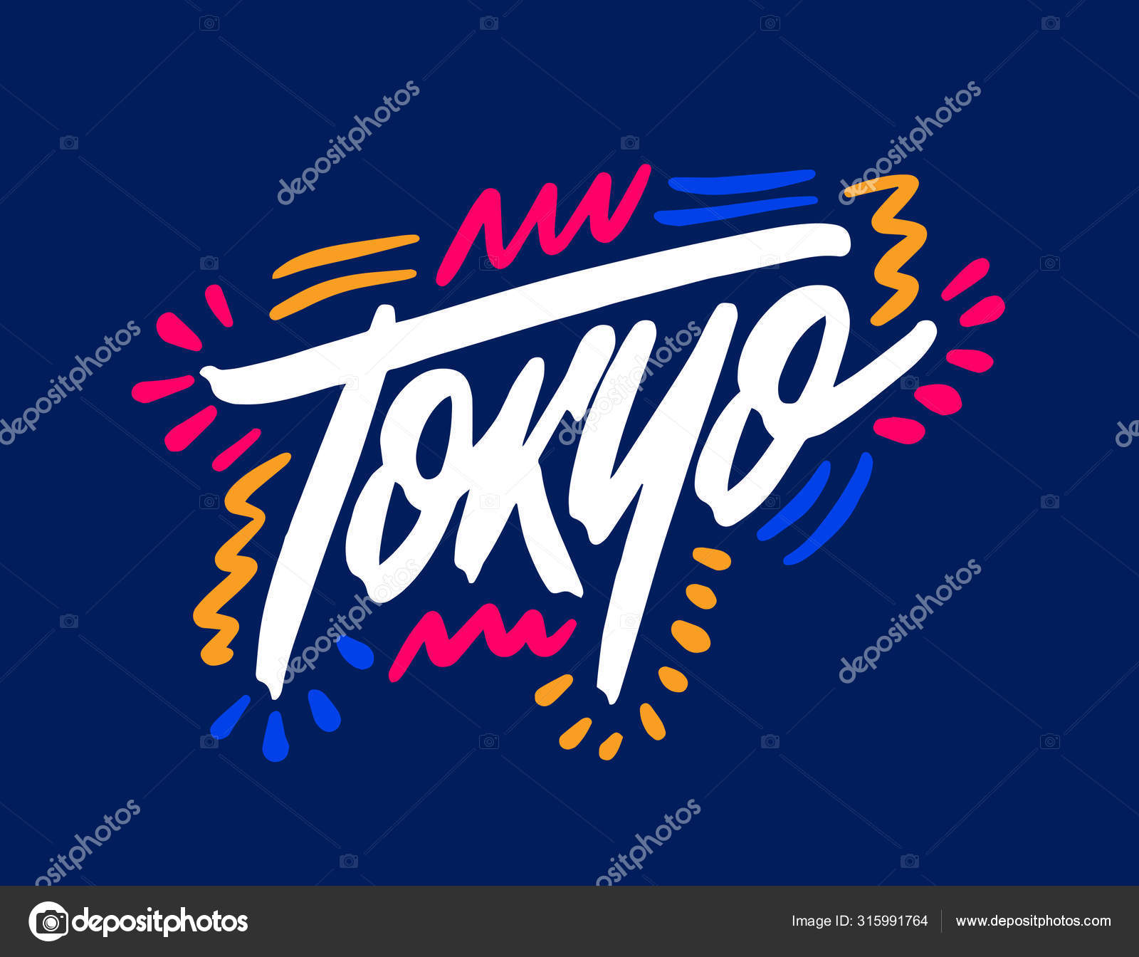 Tokyo Handwritten City Name Modern Calligraphy Hand Lettering Printing ...