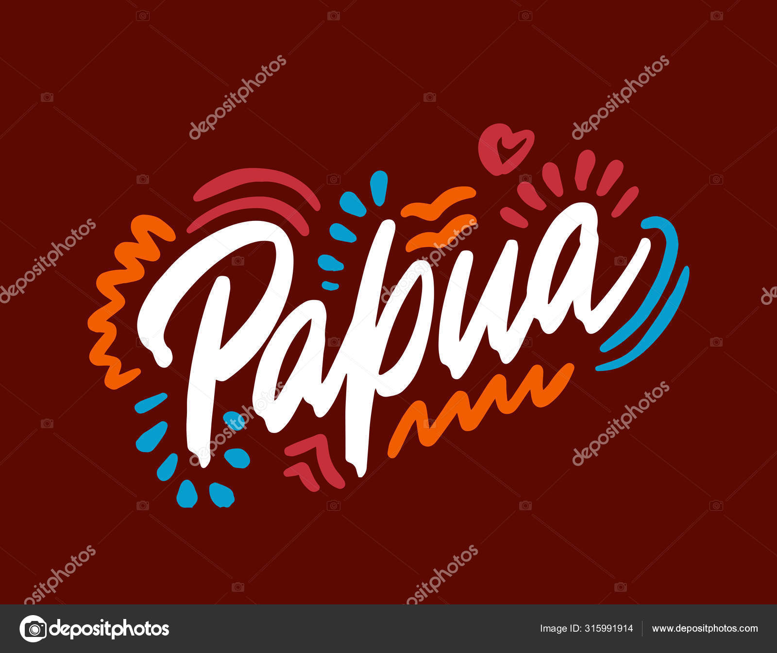 Papua Handwritten City Name Modern Calligraphy Hand Lettering Printing ...