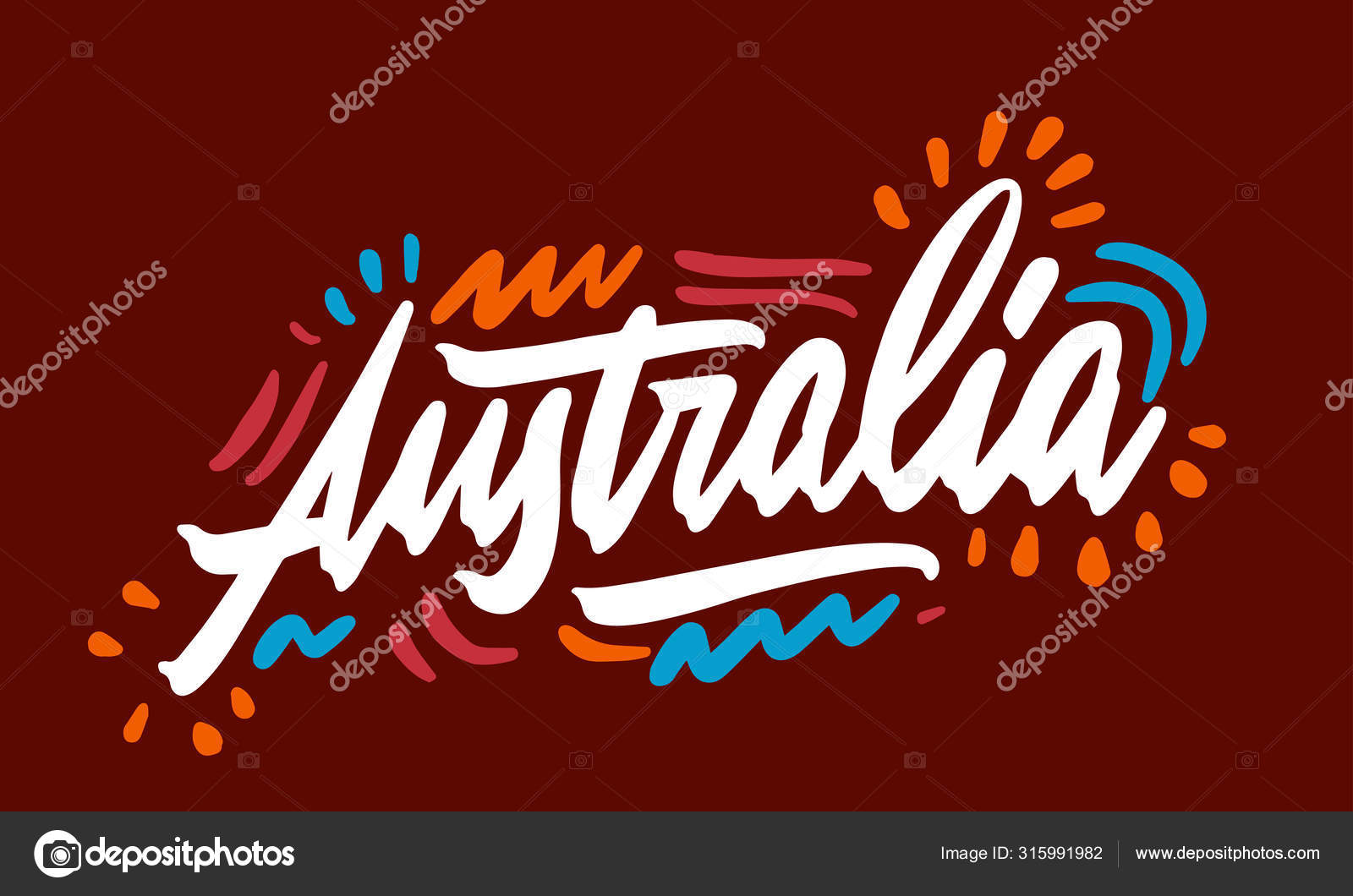 Australia Handwritten Country Name Modern Calligraphy Hand Lettering ...