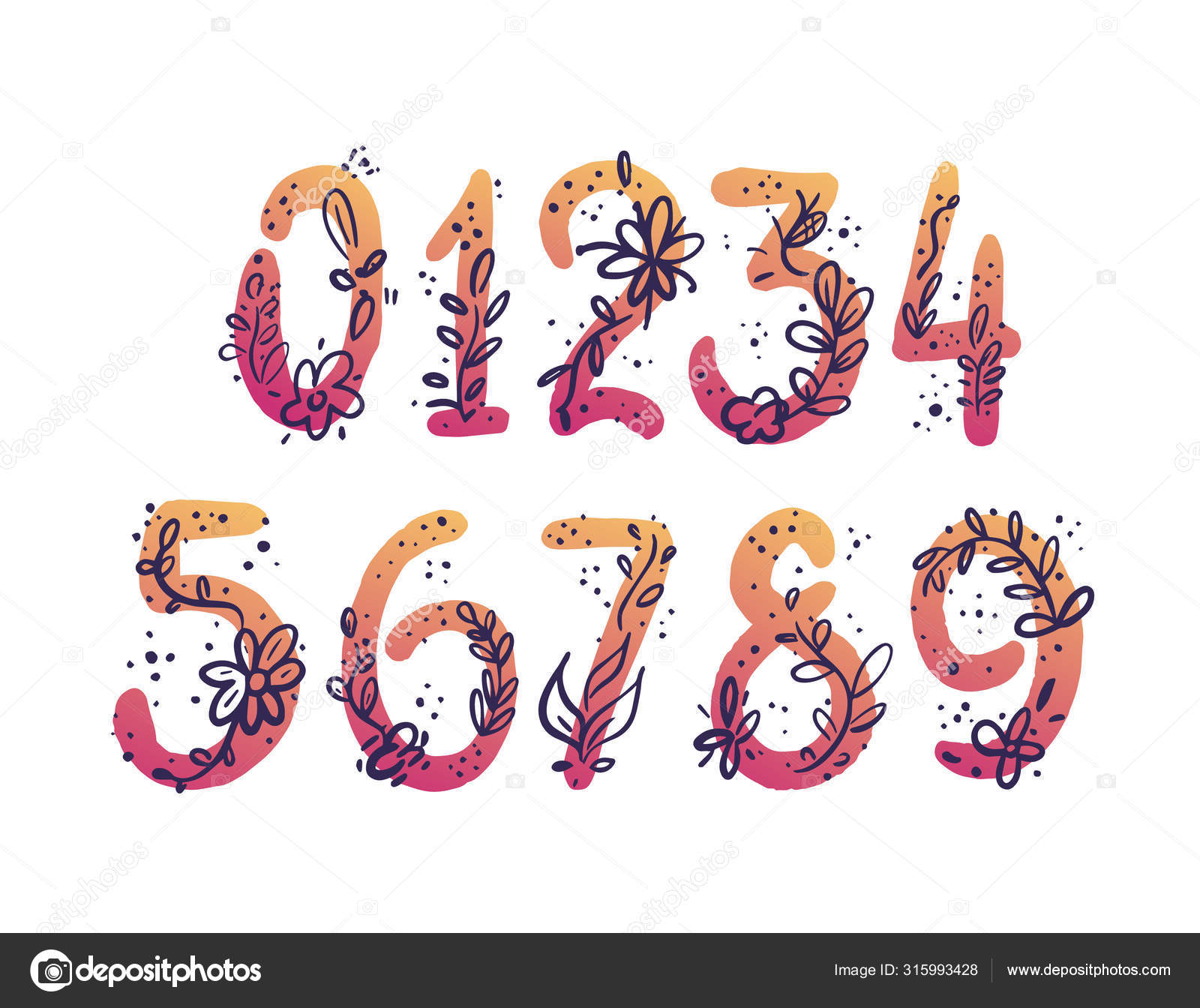 Números Colores Conjunto Símbolos Vectoriales Ilustración Vectorial Eps ...