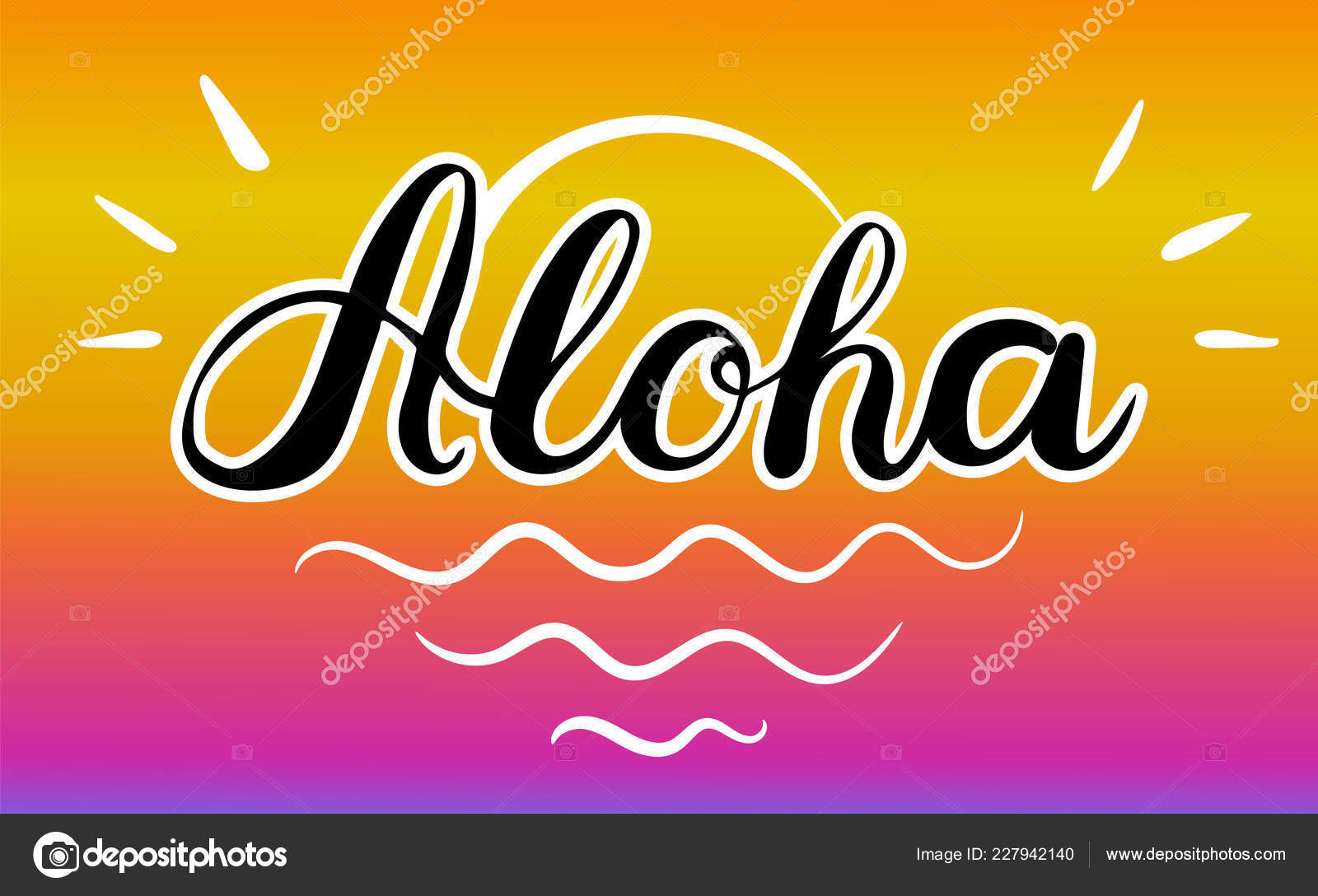 Texto Aloha. Caligrafía de pincel. Ilustración vectorial Vector de ...