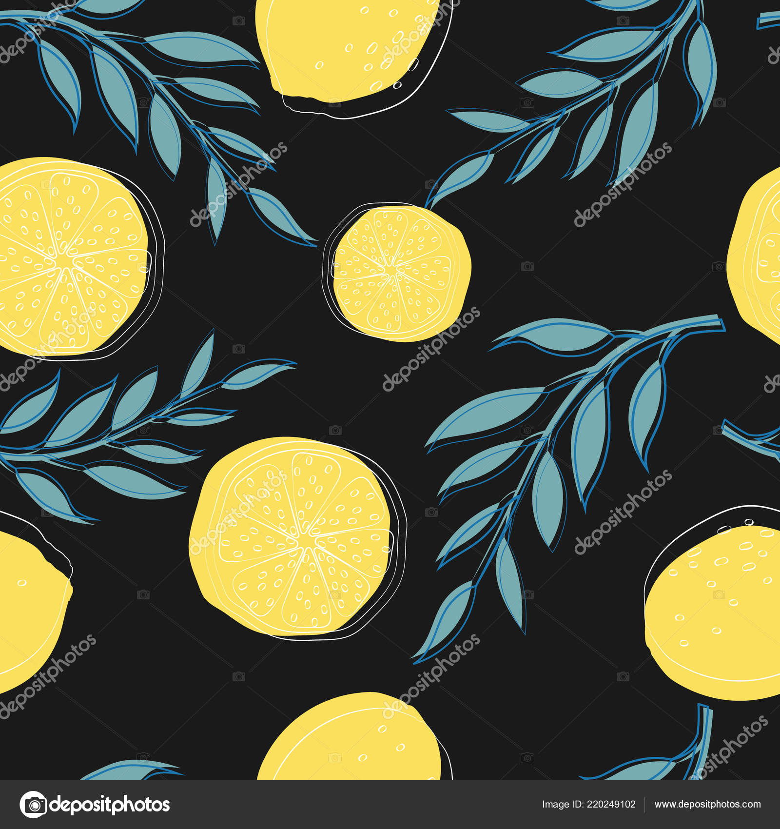 Seamless Floral Pattern Lemons Vector Illustration Stock Vector by ©Anfisa1812 220249102
