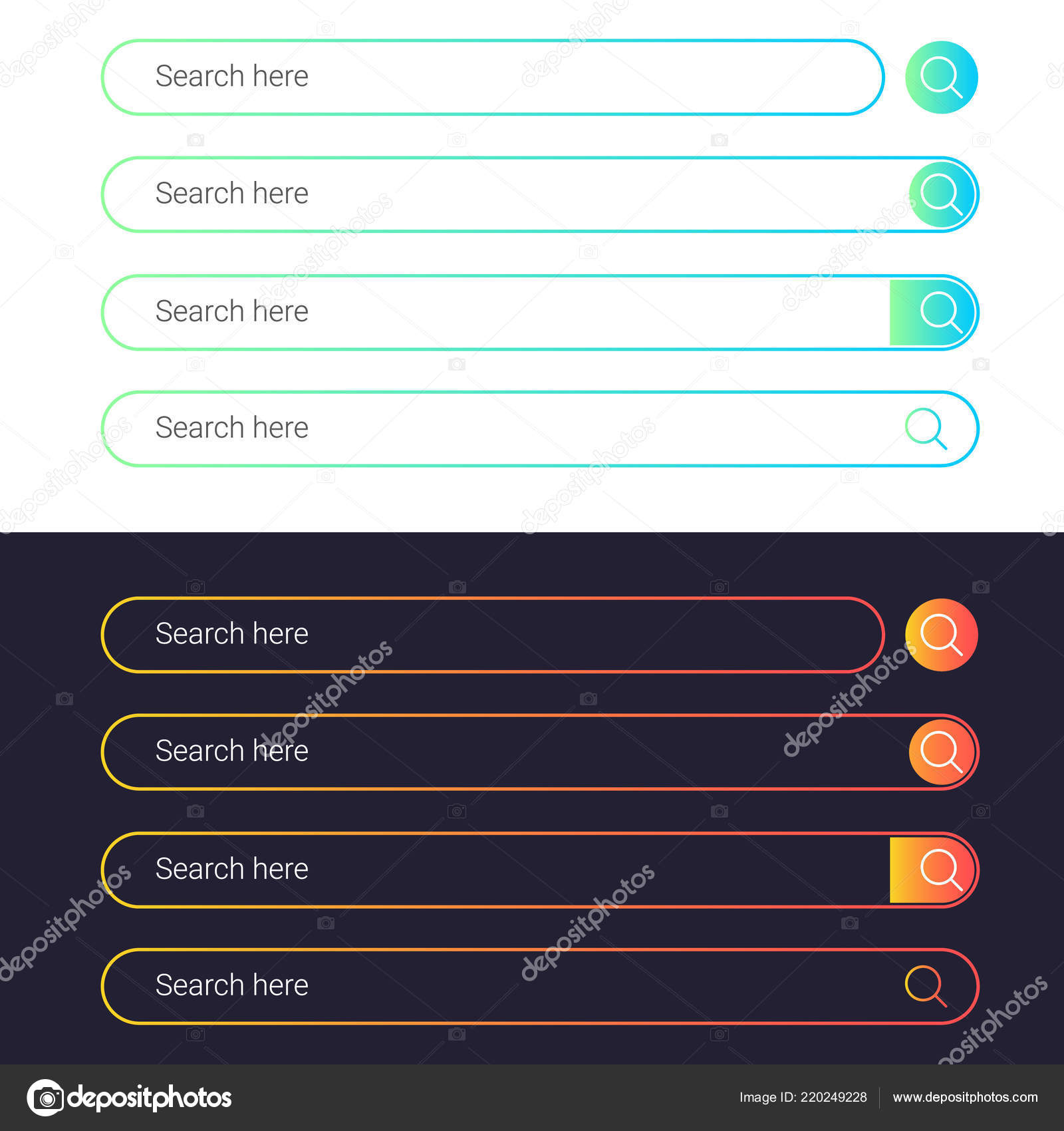 Search Bar Vector Element Design Set Search Boxes Template Stock Vector by ©Anfisa1812 220249228