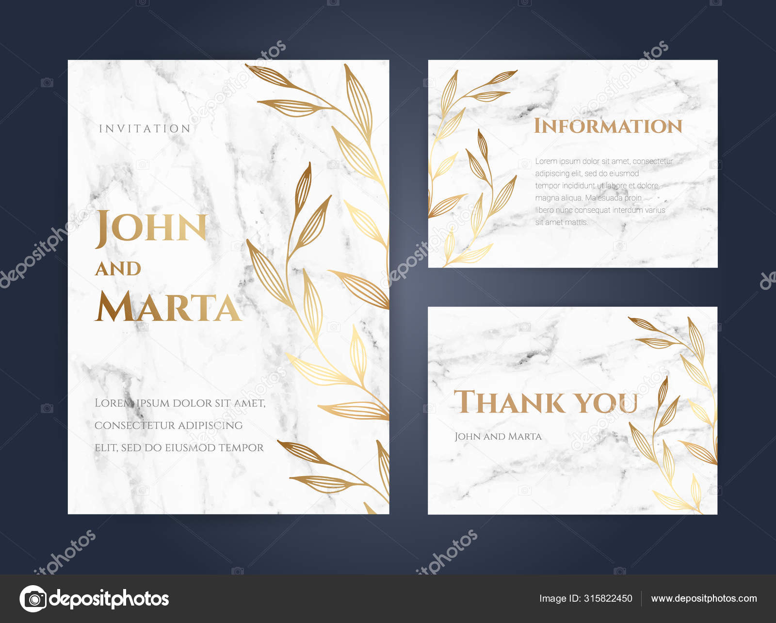 Wedding Invitation with Gold Flowers. eps10 Stock Vector Image by ...