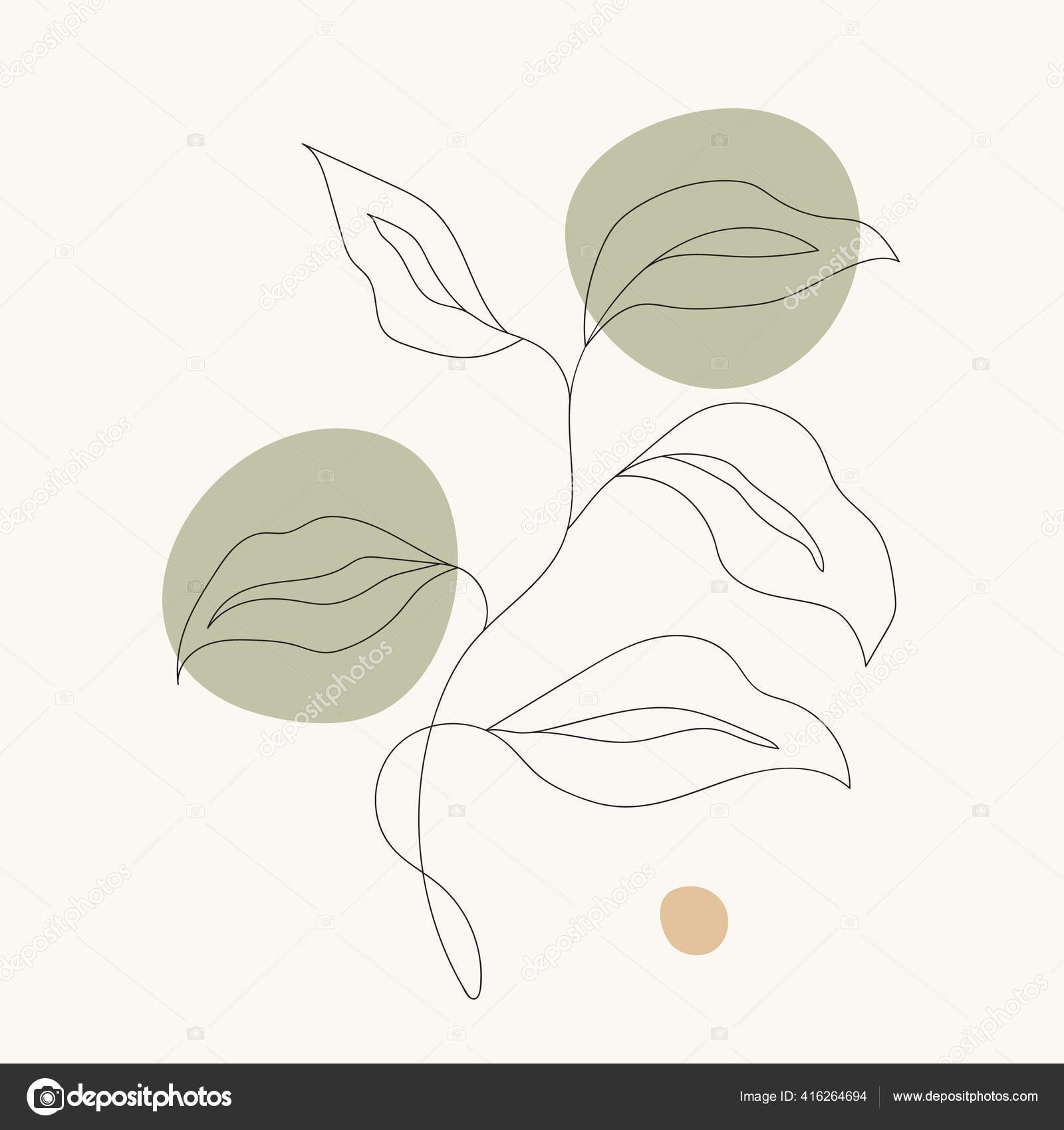 Abstract One Line Art Leaves Flower Contour Drawing Minimal Art Stock ...