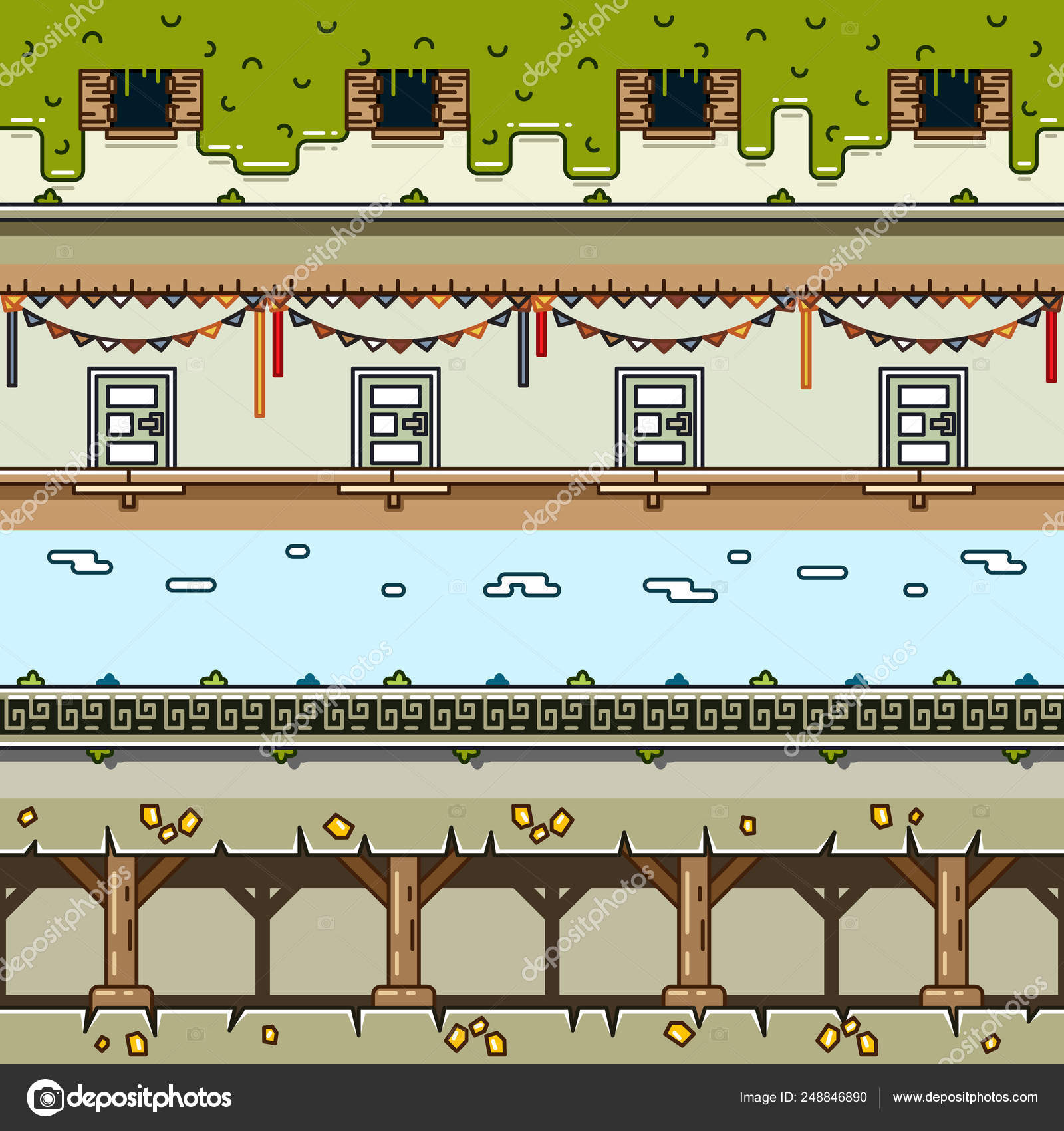 Parallax Backgrounds Video Games Set Stock Vector by ©yurakr 248846890