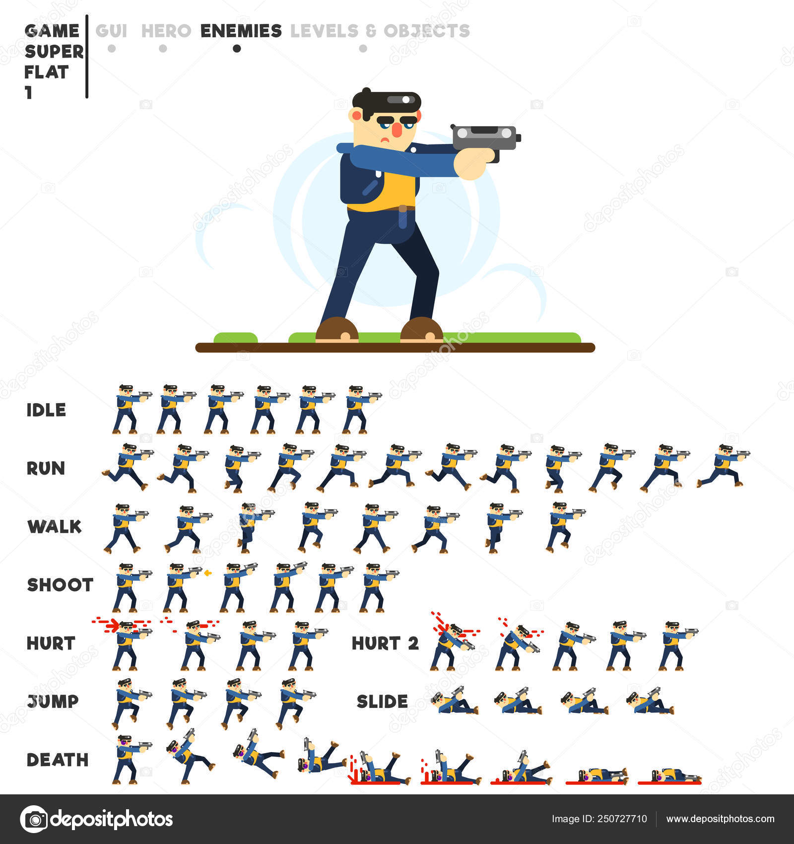 Animation Sporty Guy Pistol Creating Video Game Stock Vector Image by ...