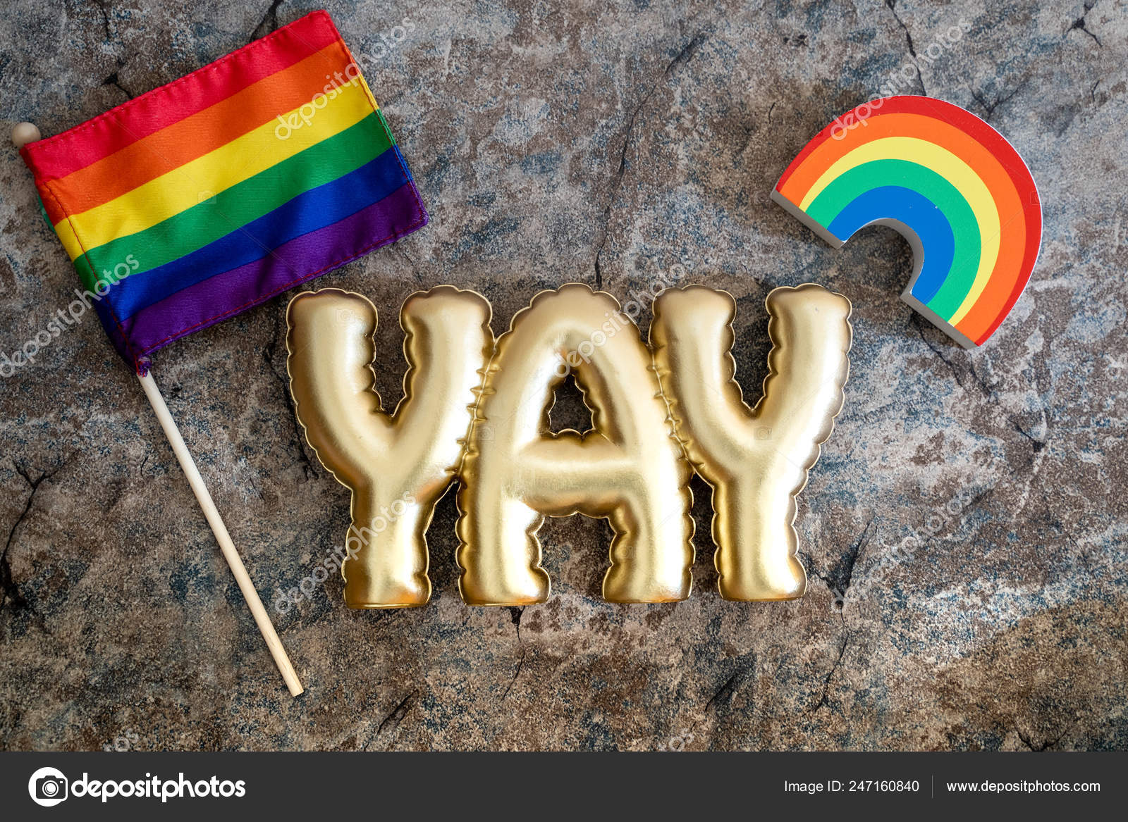 Palabra Yay Con Bandera Arco Iris Arco Iris Sobre Fondo — Foto de stock ...