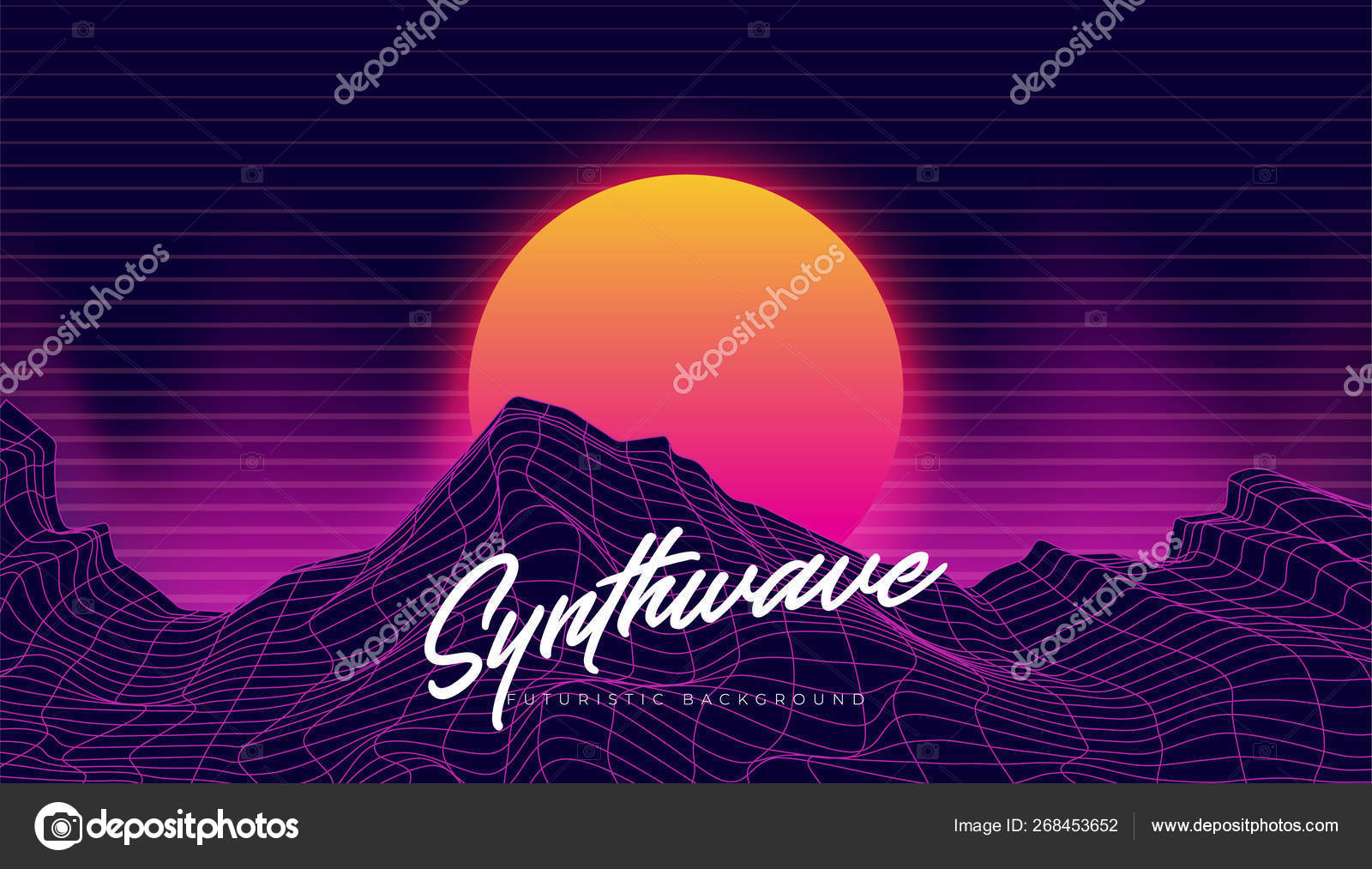 Background Illustration Inspired 80S Scene Synthwave Retrowave ...