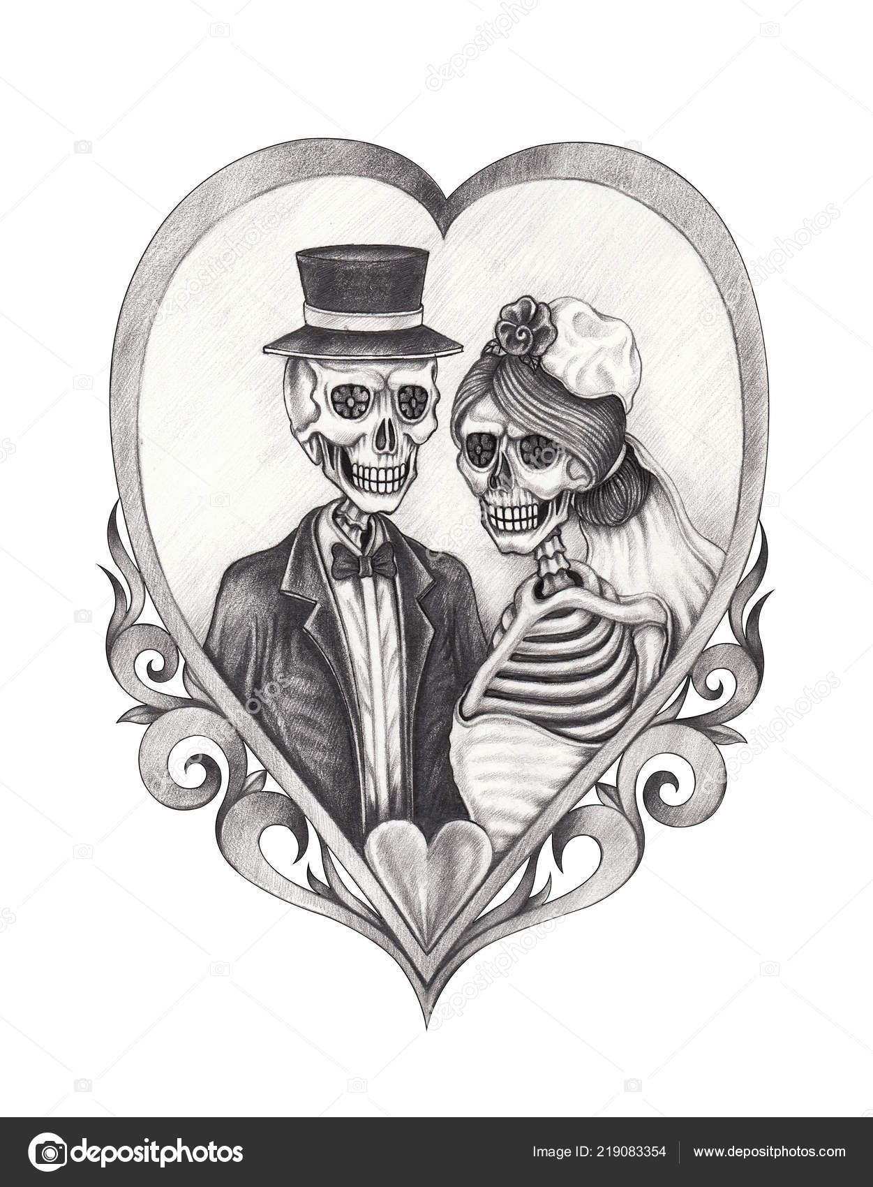 Skeleton Wedding Drawing