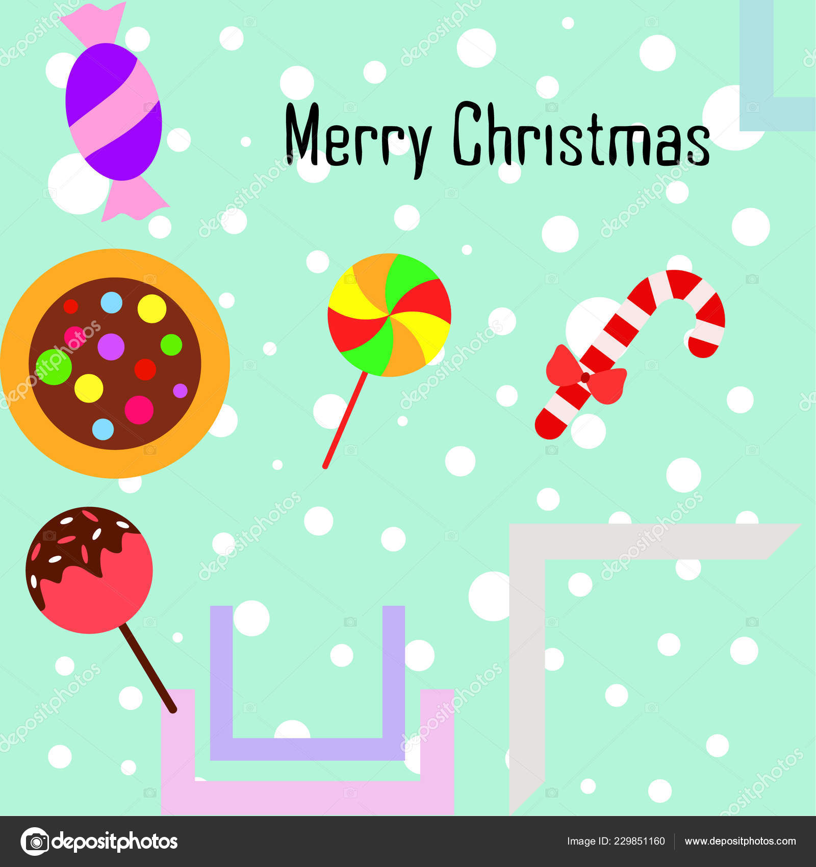 Merry Christmas Card Candies Vector Background Stock Vector by ...
