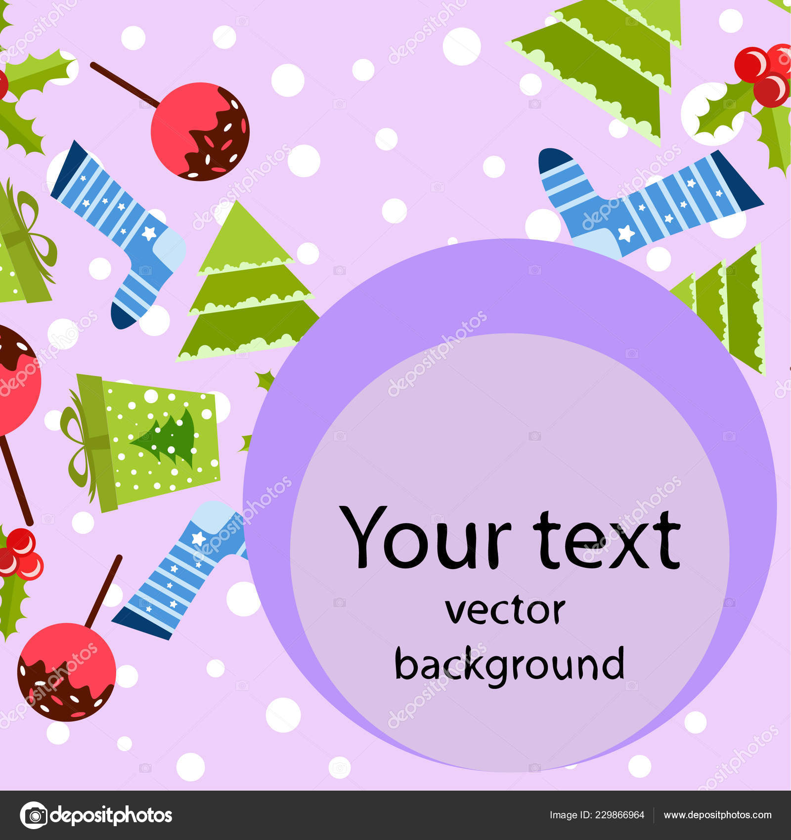 Christmas Card Candies Fir Trees Ts Christmas Socks Vector