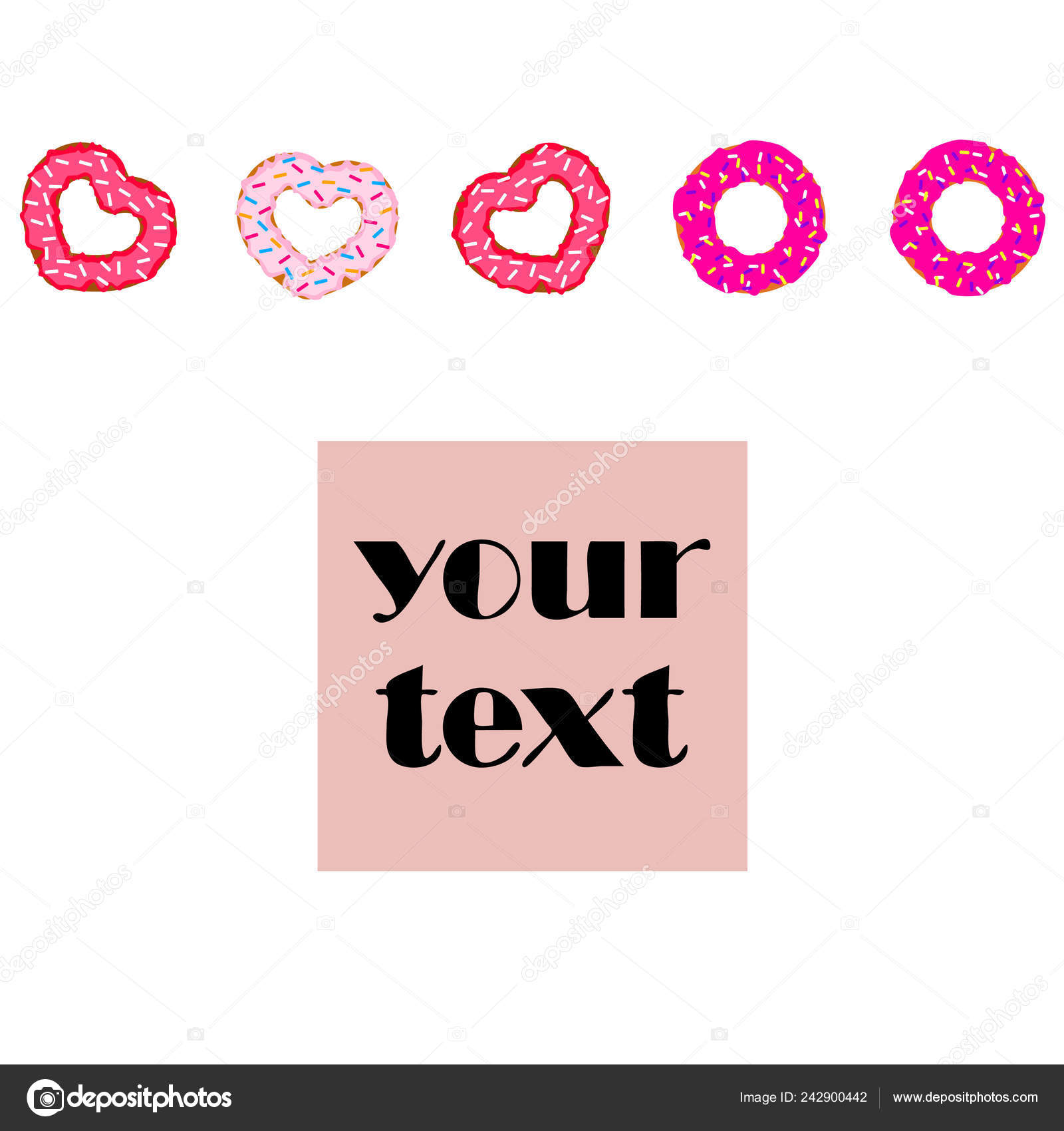 Valentine's Day Heart Donut Greeting Card Vector Background Stock ...