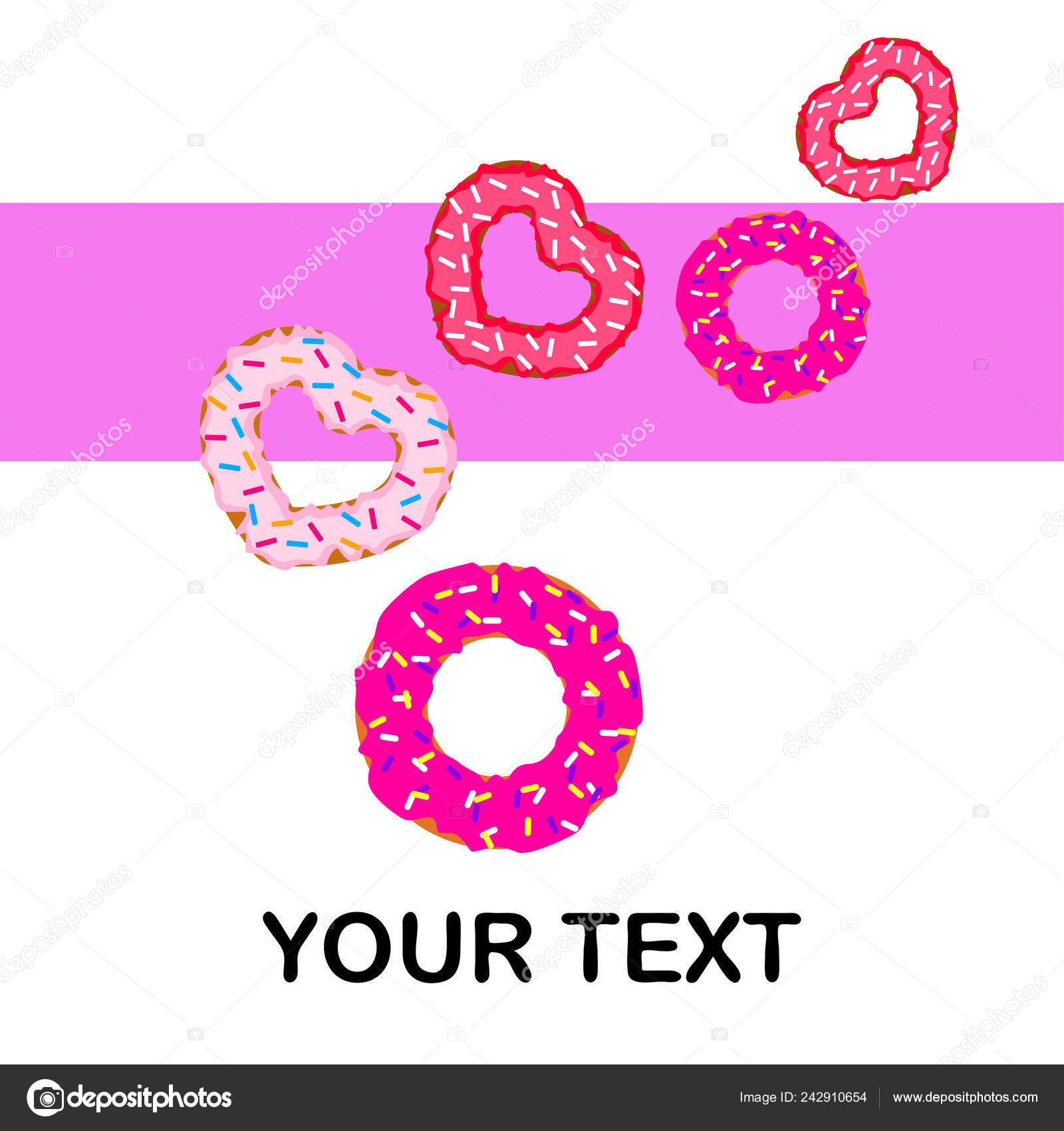 Valentine's Day Heart Donut Greeting Card Vector Background Stock ...